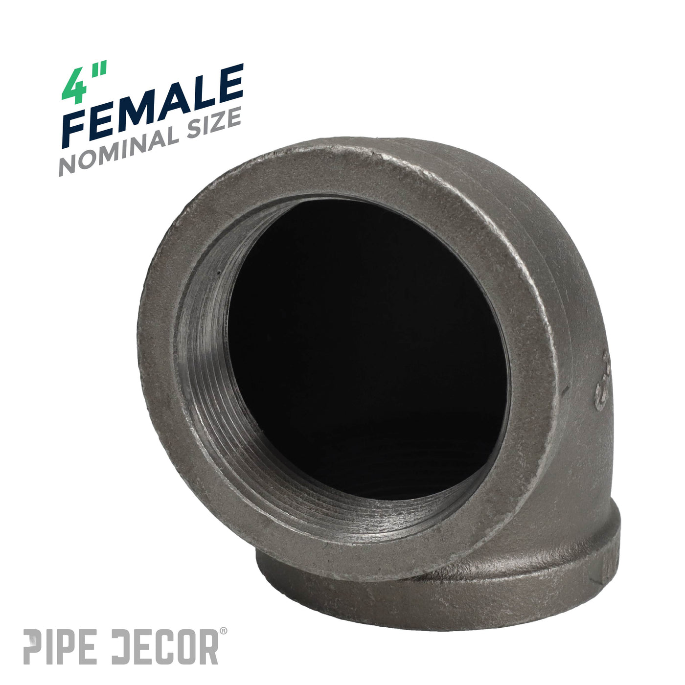 4 in. Black 90 Degree Elbow — PIPE DECOR