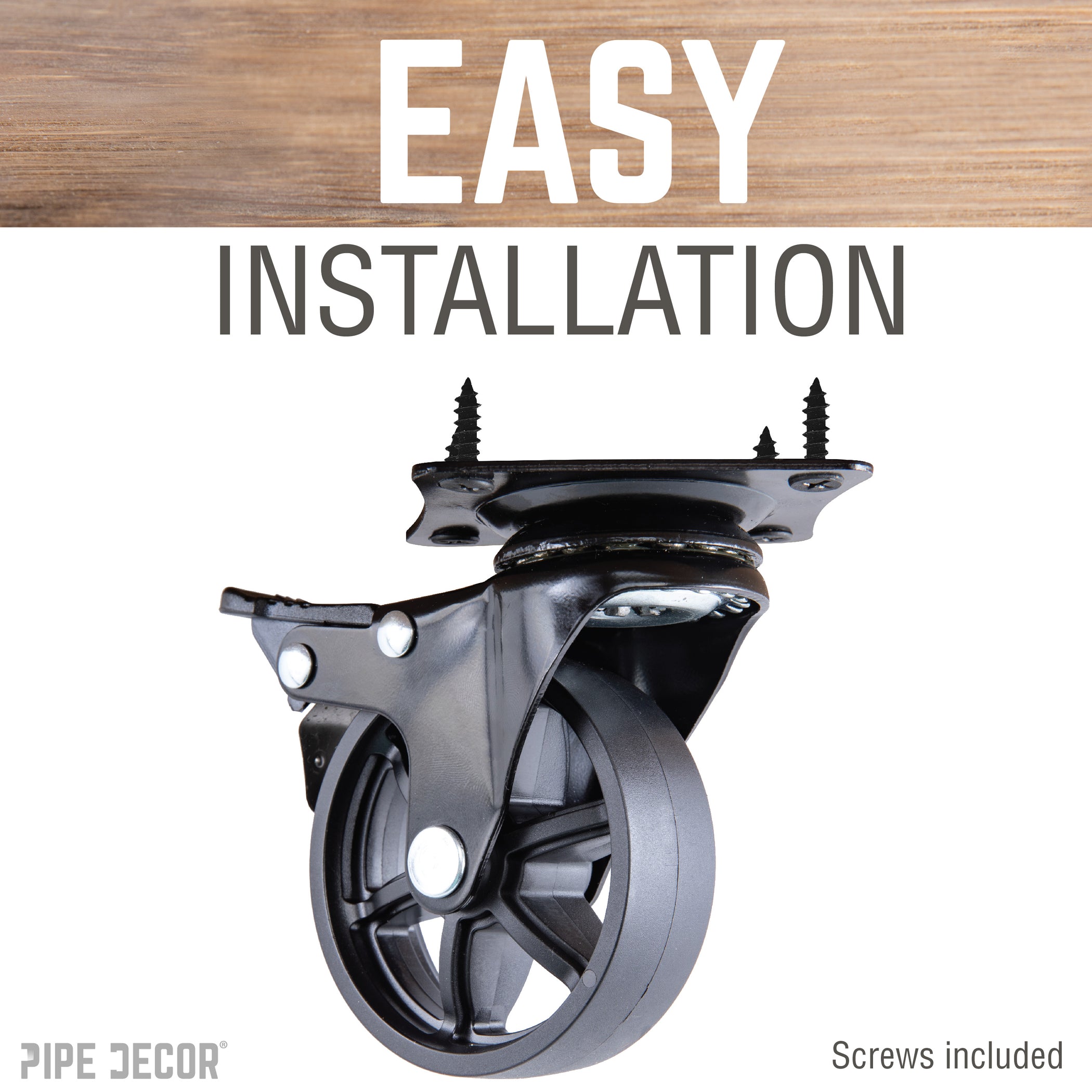 Mounted Swivel Caster Wheels for Wood Furniture with Locking Mechanism ...