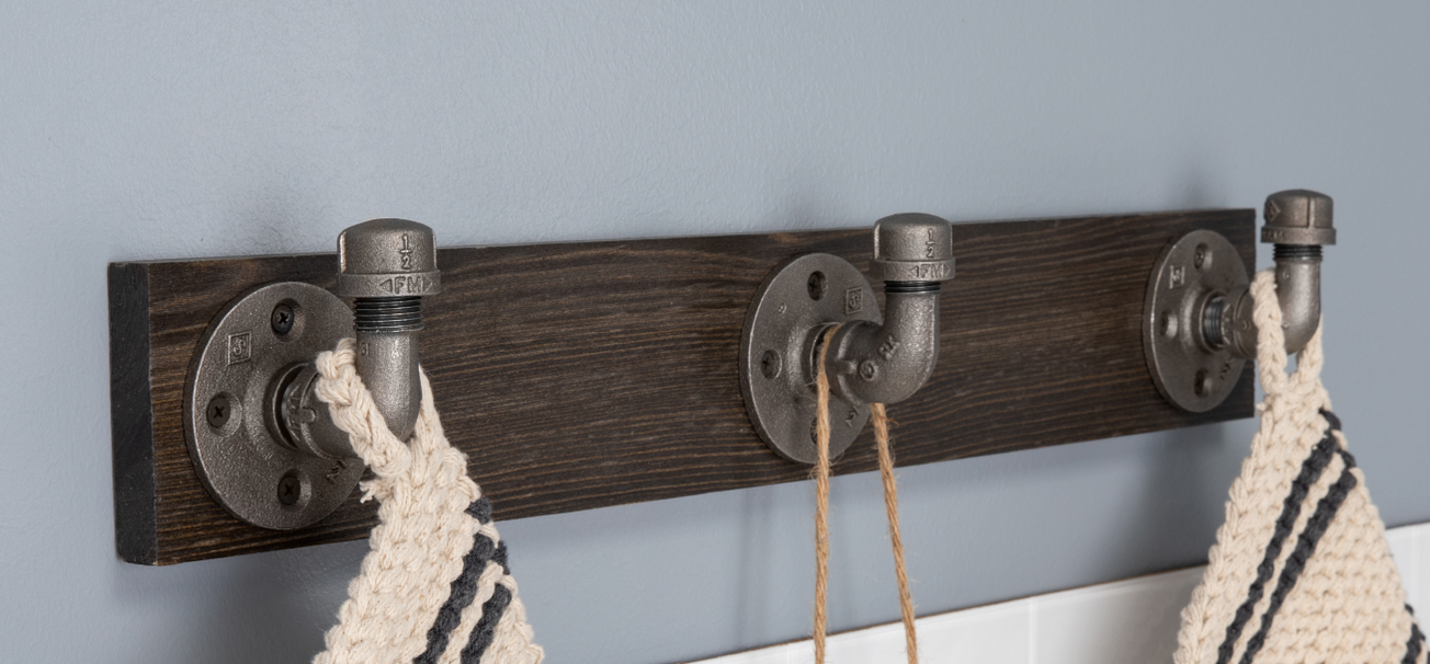 Wall Hook 4 Pack | Industrial Steel | PIPE DECOR