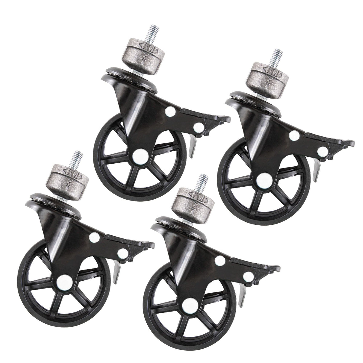 Swivel Caster Wheels for ½” Pipe with Locking Mechanism (4-Pack) — PIPE ...
