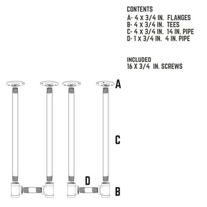 3/4 in. U Bench Leg Kit — PIPE DECOR