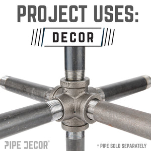 1/2 in. Black 6-Way Fitting — PIPE DECOR