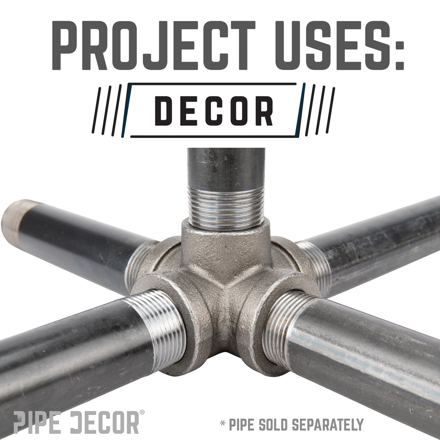 1/2 in. Black 5-Way Fitting — PIPE DECOR