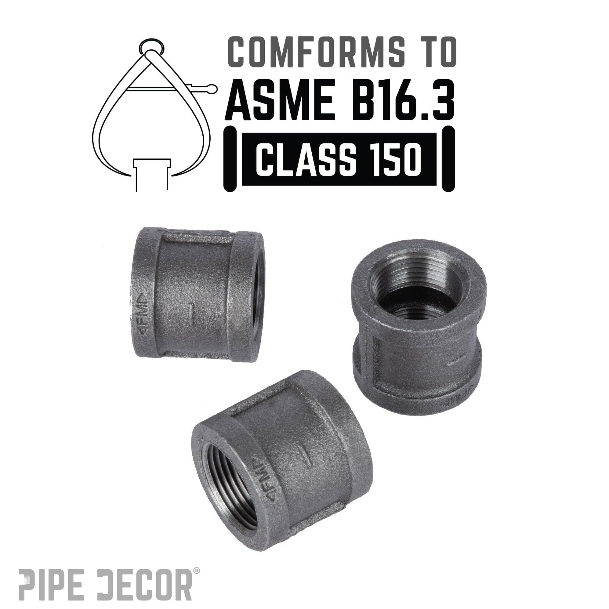 1 in. Black Coupling — PIPE DECOR
