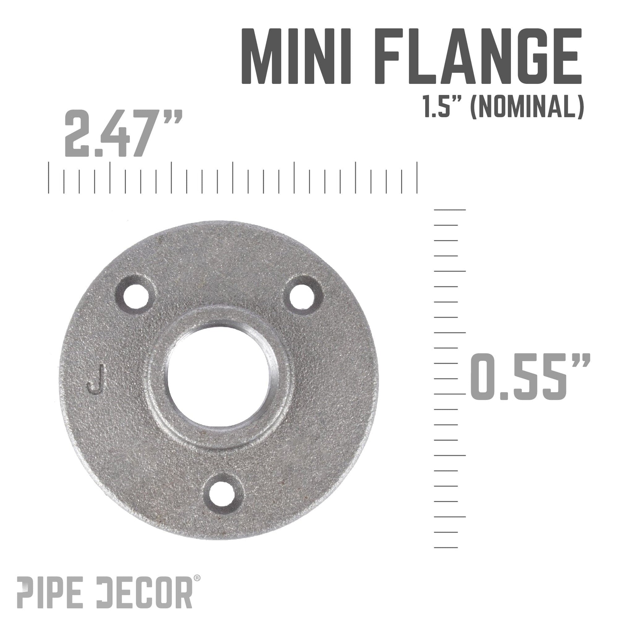 1/2 in. Black Mini Flange — PIPE DECOR