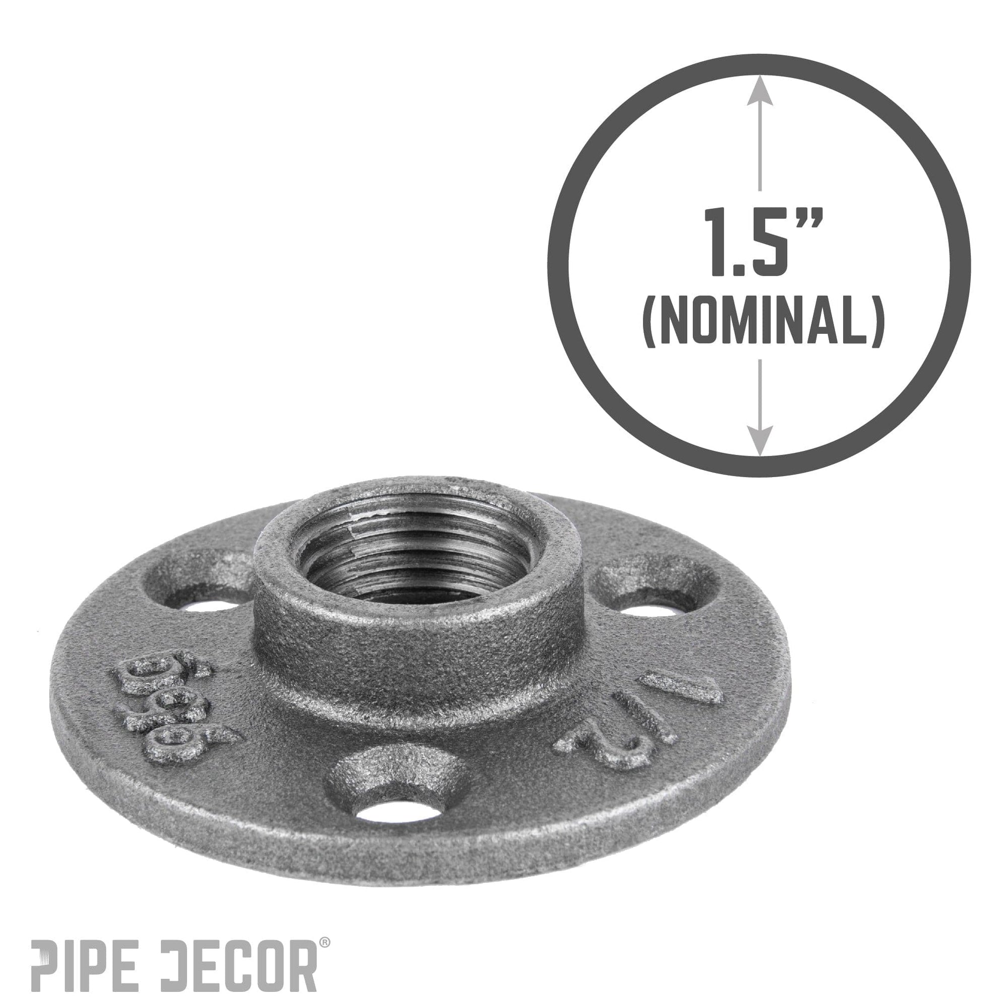 1/2 in. Black Mini Flange — PIPE DECOR