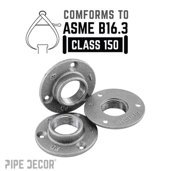 1 in. Black Mini Flange — PIPE DECOR