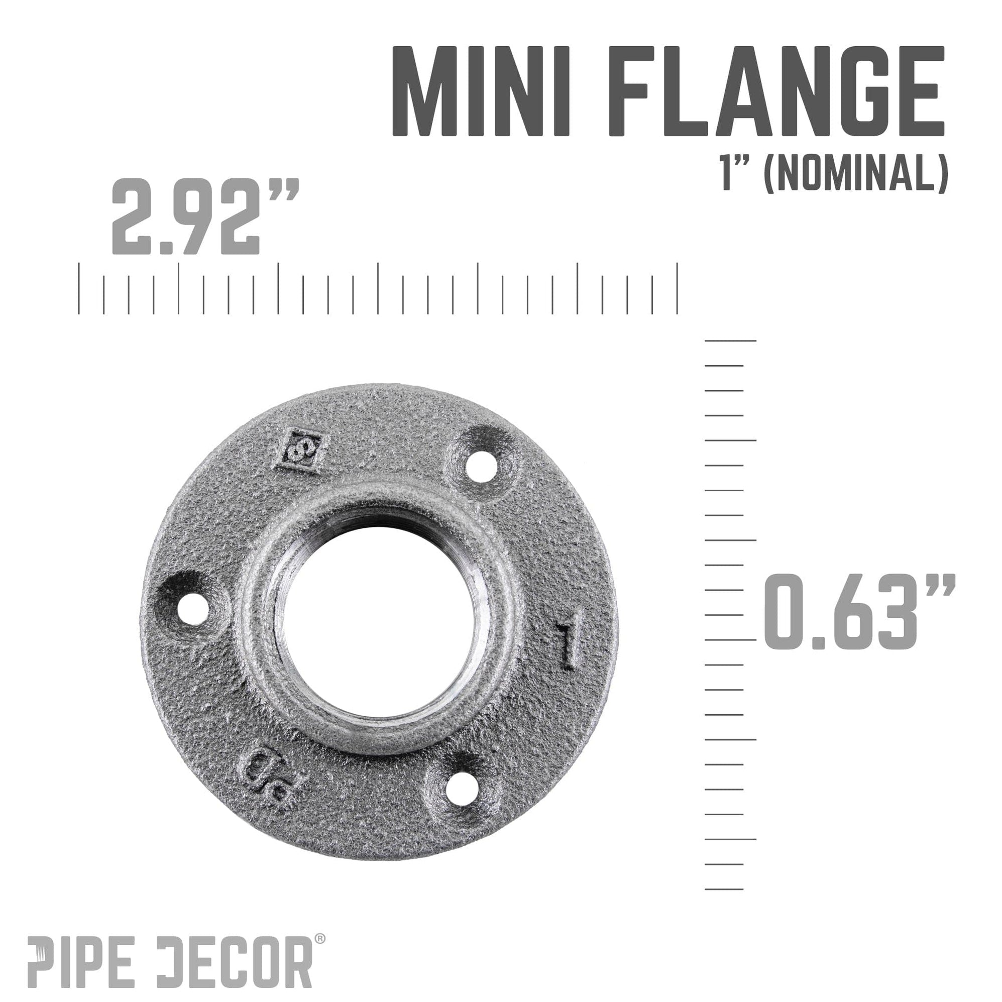 1 in. Black Mini Flange — PIPE DECOR