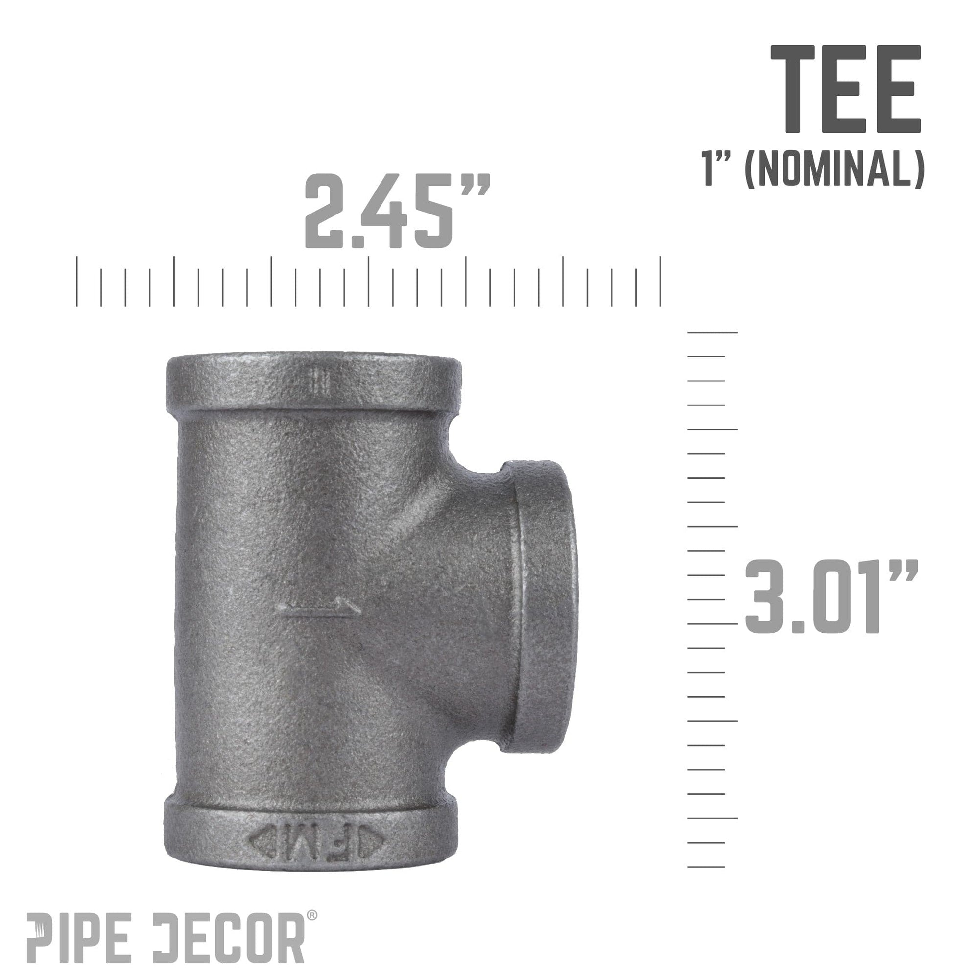 1 in. Black Tee — PIPE DECOR