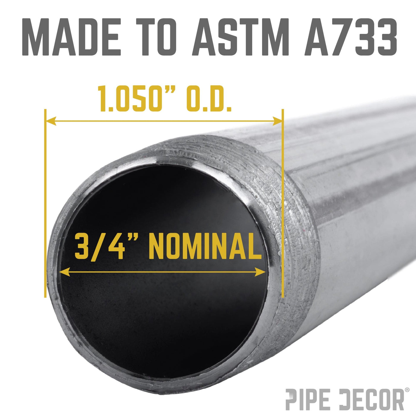 3/4 in. x 4 in. Black Pipe — PIPE DECOR