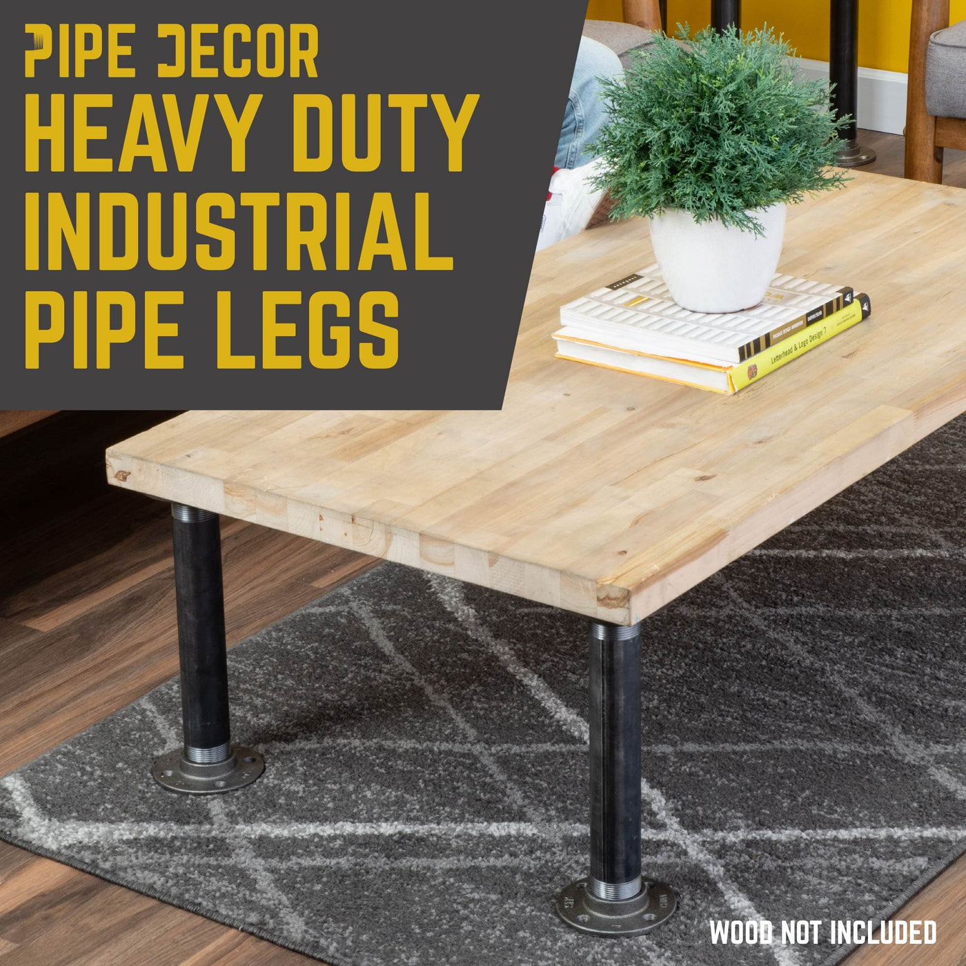 1 1/2 in. x 12 in. Round Flange Pipe Table Legs - 2 Pack — PIPE DECOR