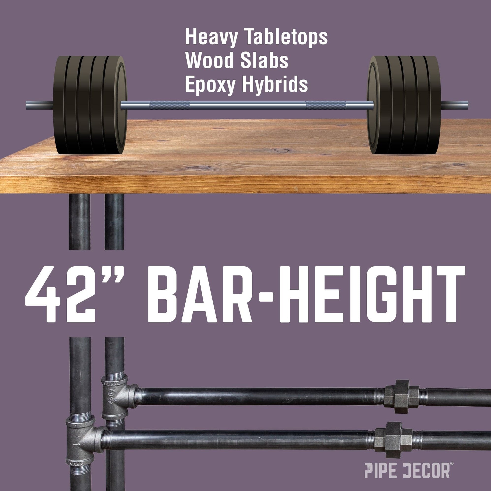 Bridge Bar Height Pipe Table Legs — PIPE DECOR