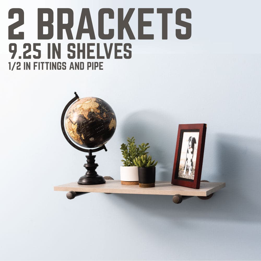 1/2 in. x 10 in. Shelf Bracket Kit, 2 Pack — PIPE DECOR