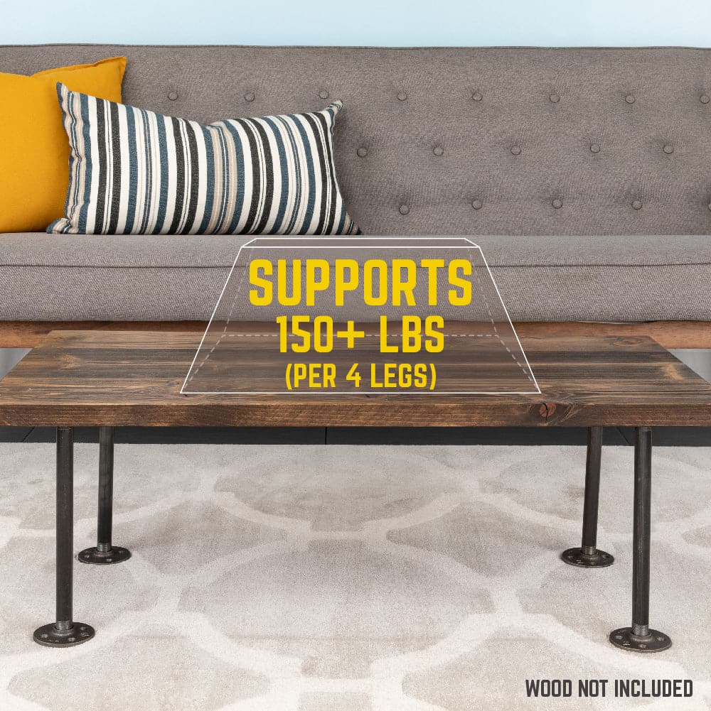 1/2 in. x 12 in. Round Flange Pipe Table Legs - 4 Pack — PIPE DECOR