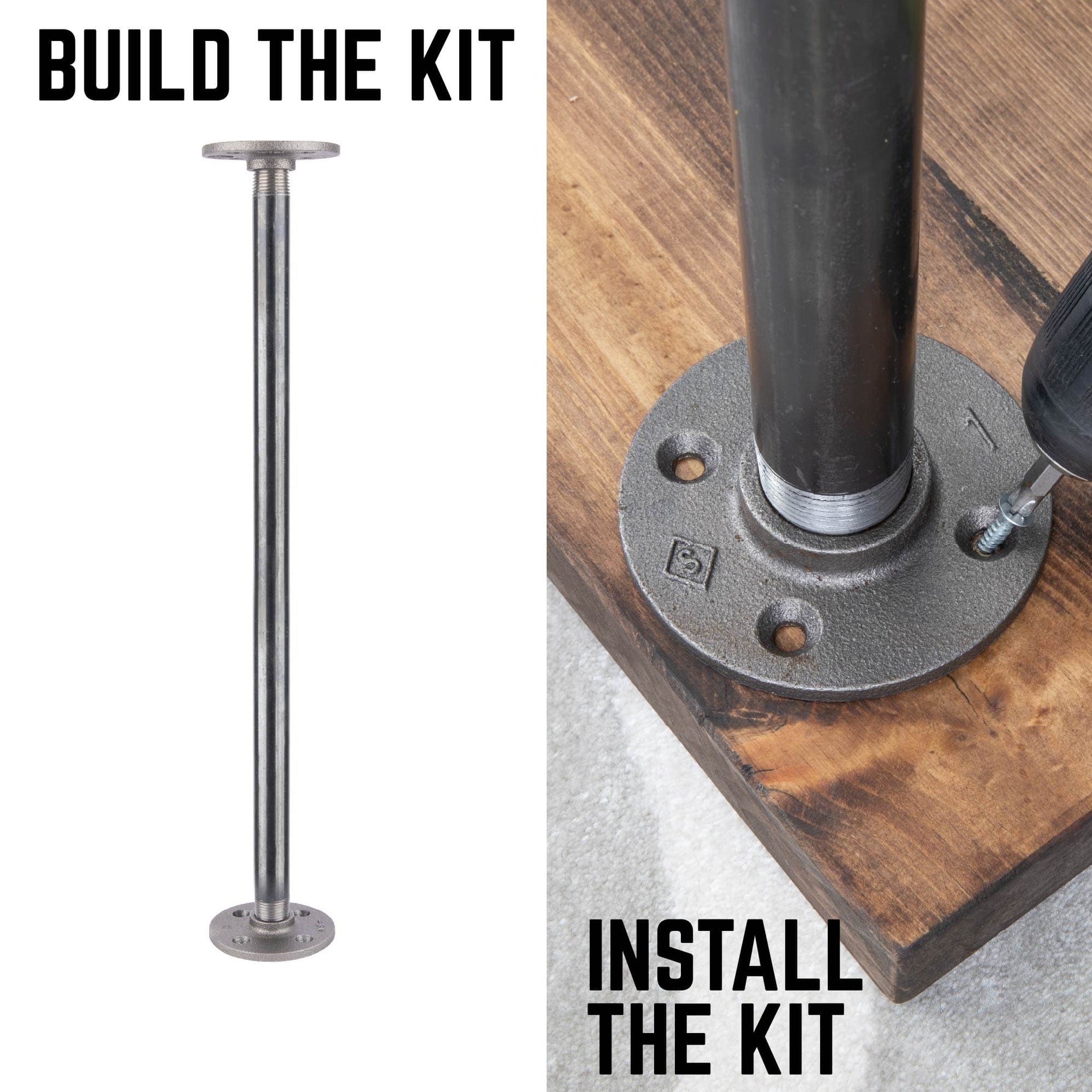 1/2 in. x 18 in. Round Flange Pipe Table Legs - 4 Pack — PIPE DECOR