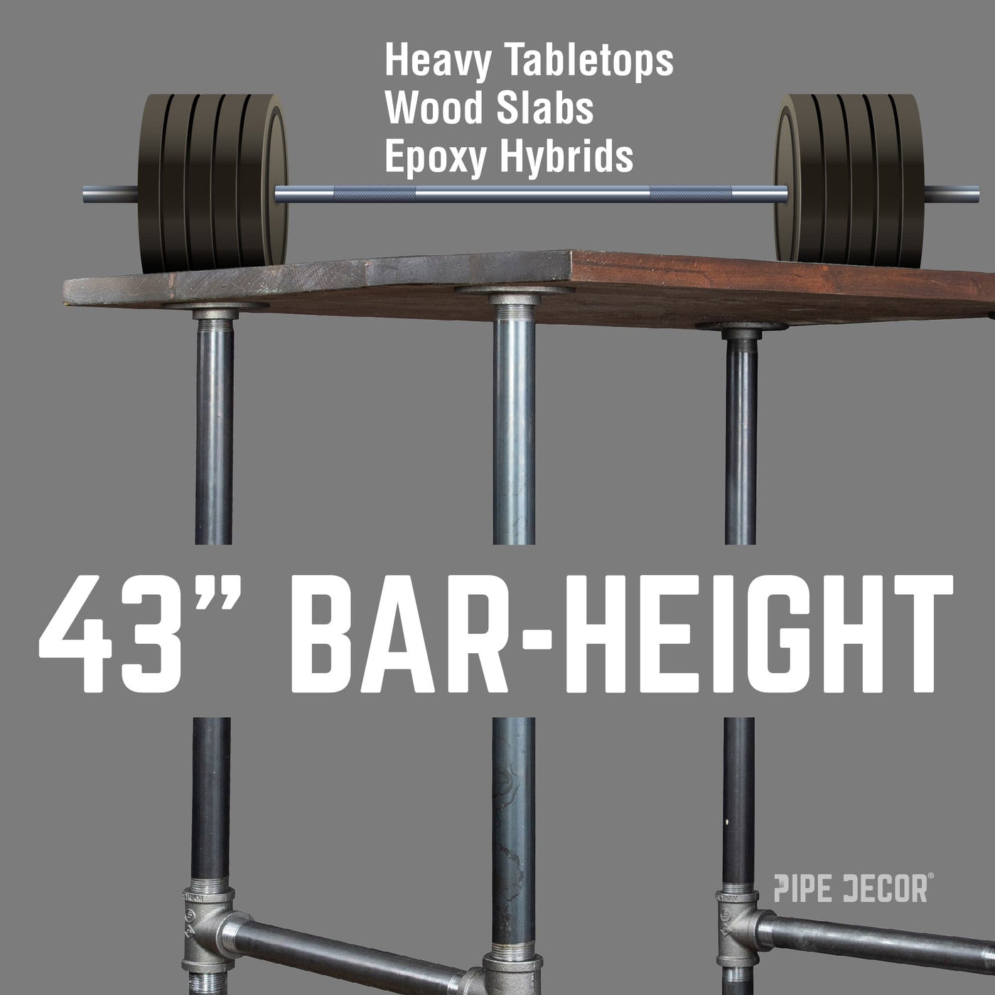 H-Leg Bar Height Pipe Table Legs (Set of 2) — PIPE DECOR