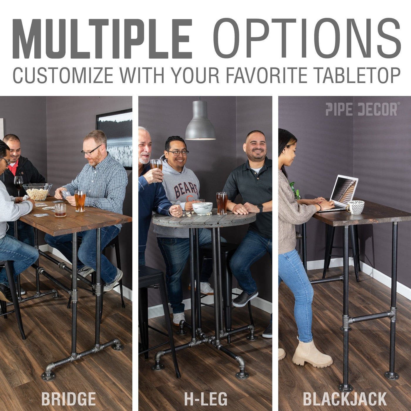 H-Leg Bar Height Pipe Table Legs (Set of 2) — PIPE DECOR