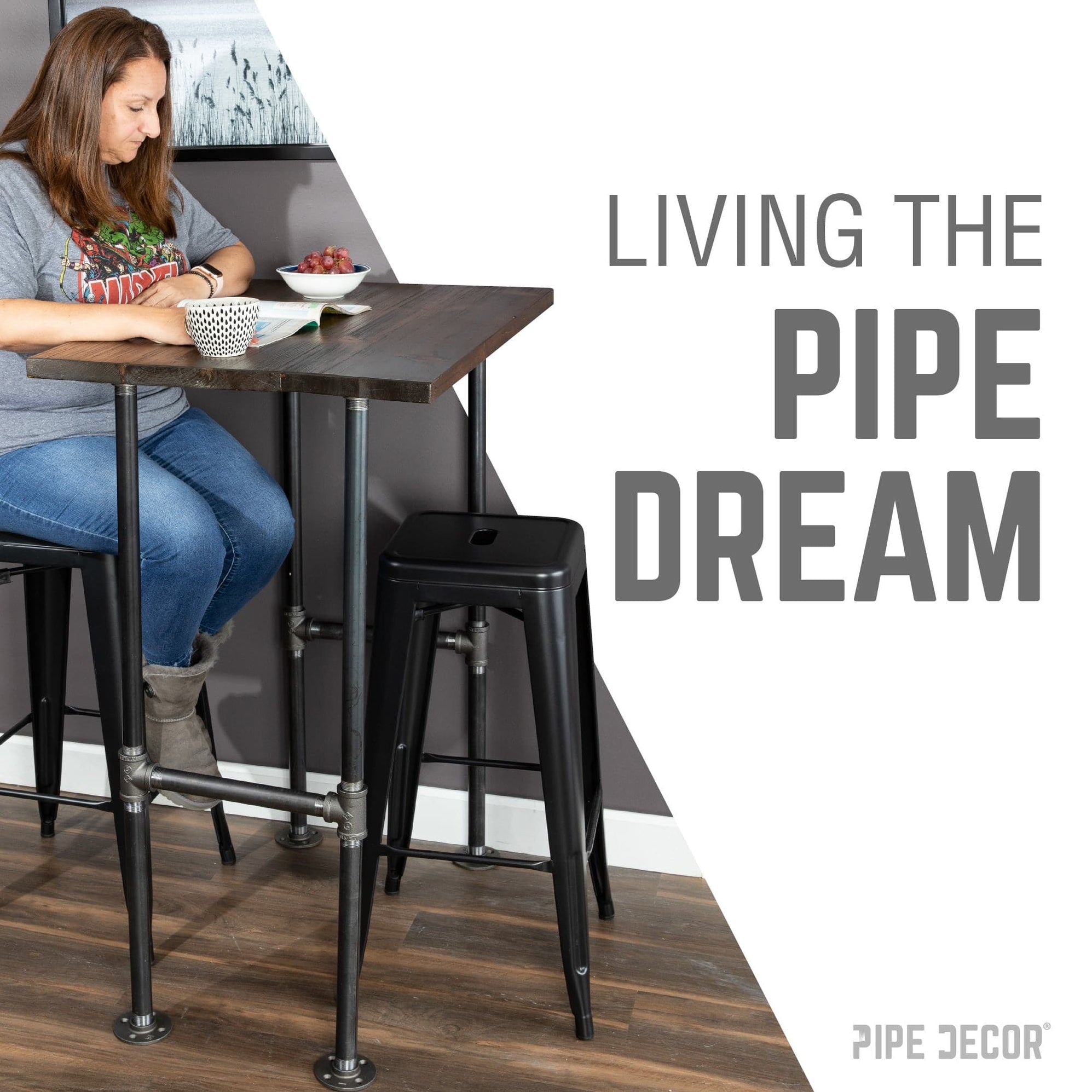 H-Leg Bar Height Pipe Table Legs (Set of 2) — PIPE DECOR