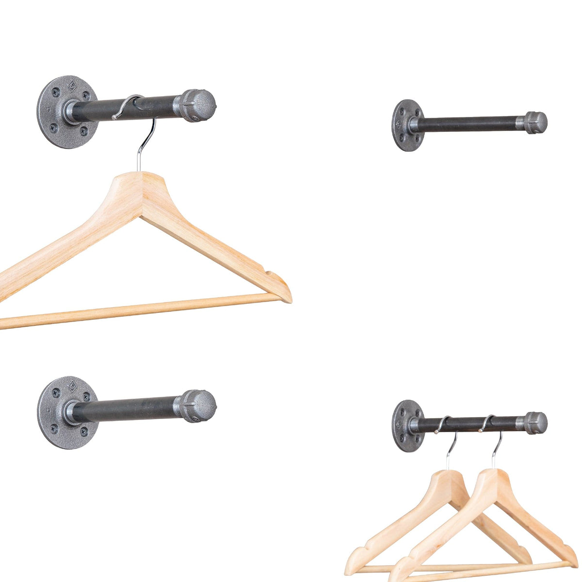 1/2 in. x 8 in. Clothing Hanging Bracket Kit, 4-Pack — PIPE DECOR