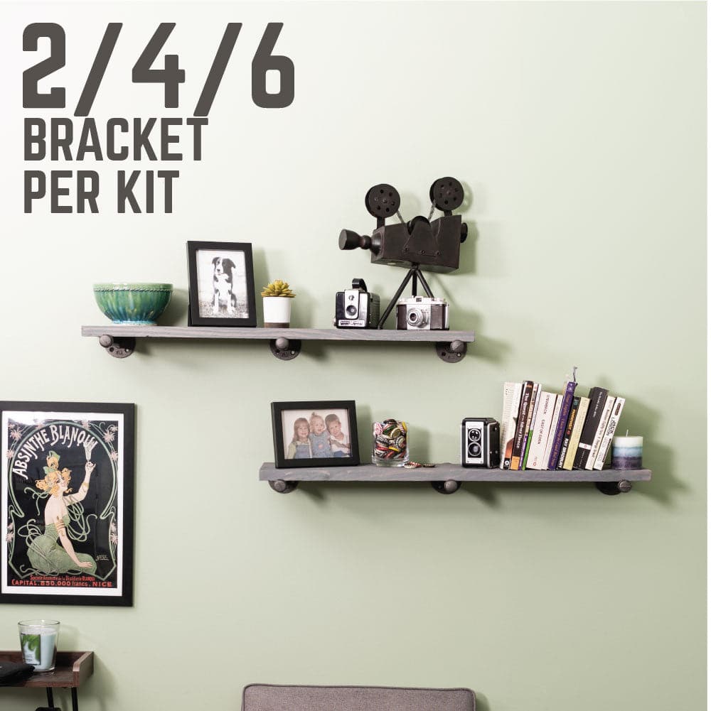 1/2 in. x 8 in. Shelf Bracket Kit, 6 Pack — PIPE DECOR