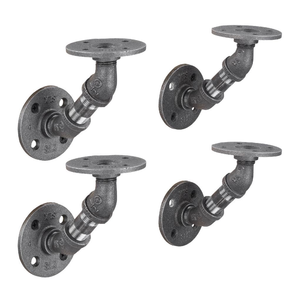 1/2 in. x 2 in. Double Flange Angled Bracket Kit, 4 Pack — PIPE DECOR