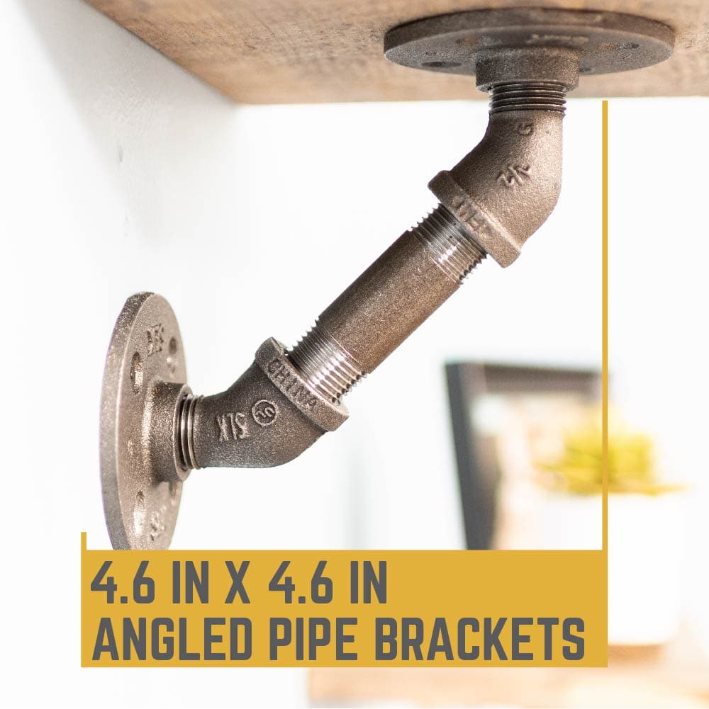 1/2 in. x 3 in. Double Flange Angled Bracket Kit, 4 Pack — PIPE DECOR