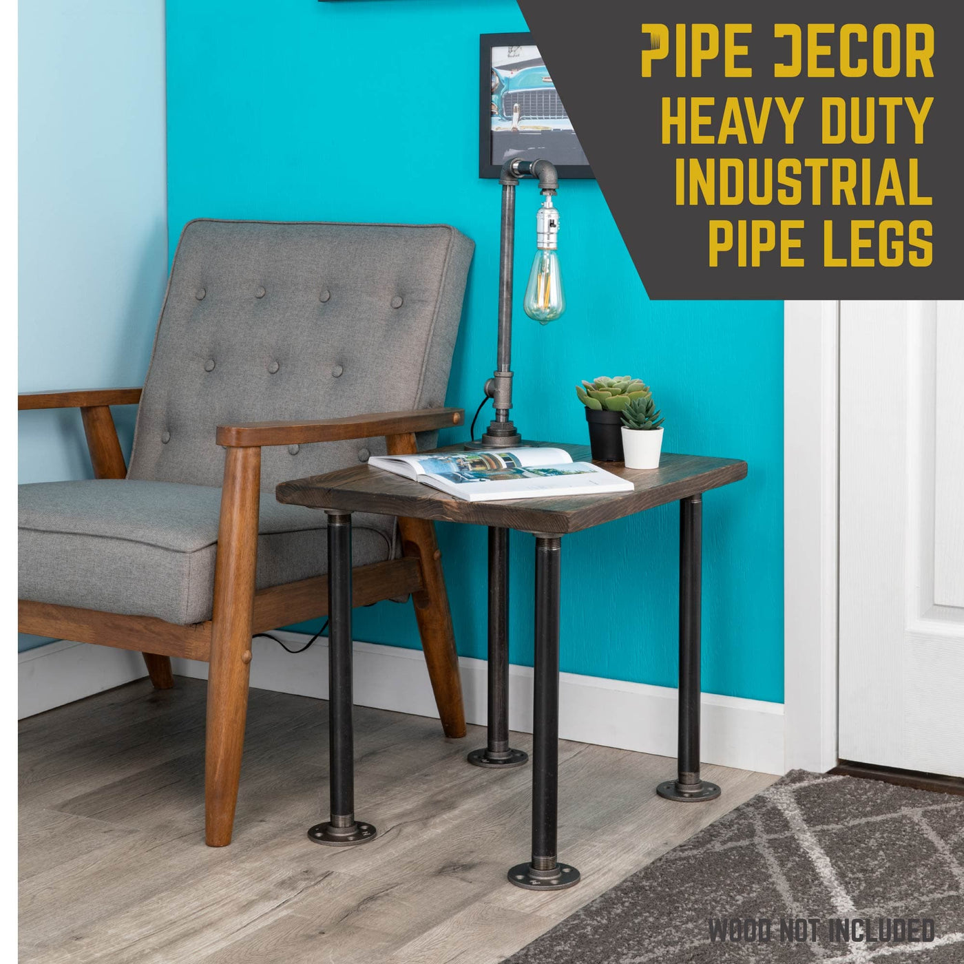 1 in. x 18 in. Round Flange Pipe Table Legs - 4 Pack — PIPE DECOR