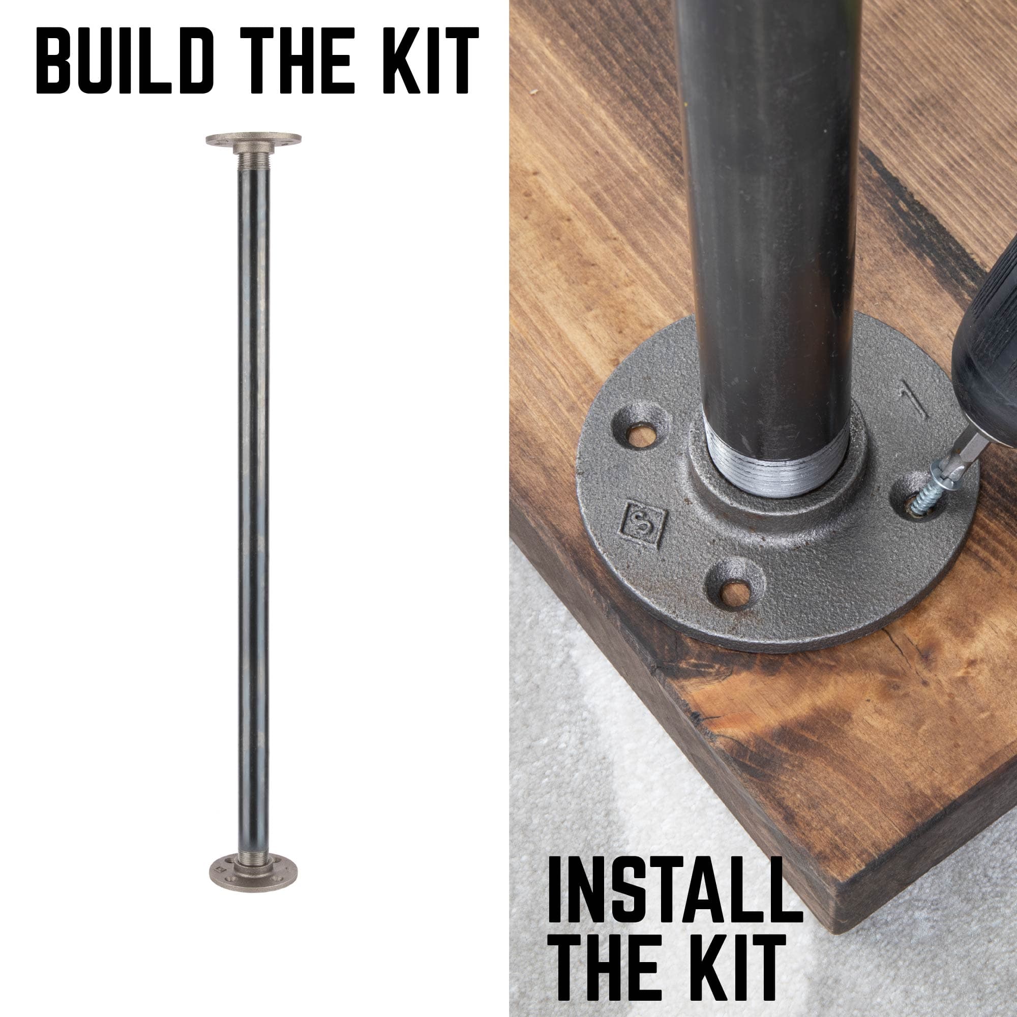 1 in. x 30 in. Round Flange Pipe Table Legs - 4 Pack — PIPE DECOR