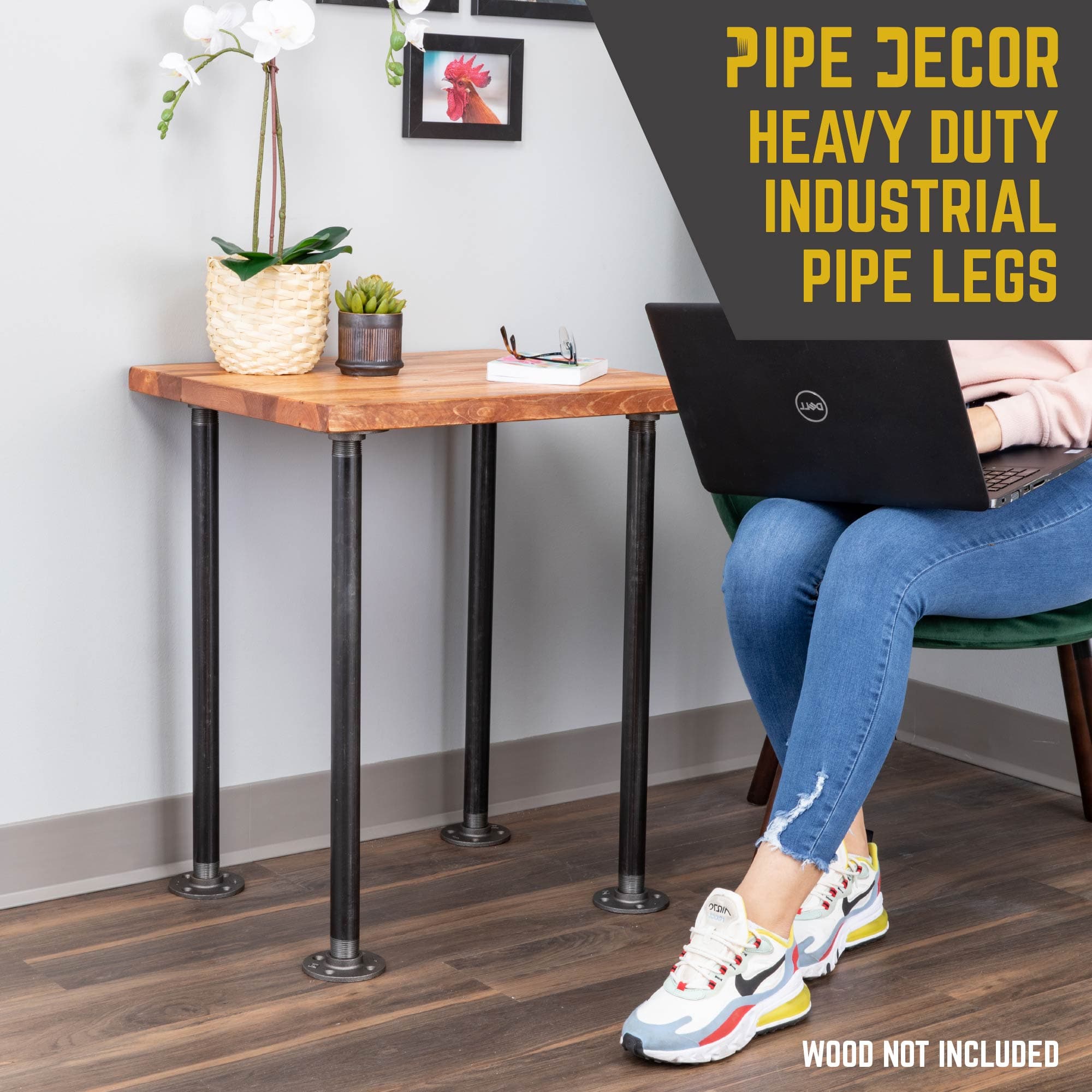 1 in. x 24 in. Round Flange Pipe Table Legs - 4 Pack — PIPE DECOR