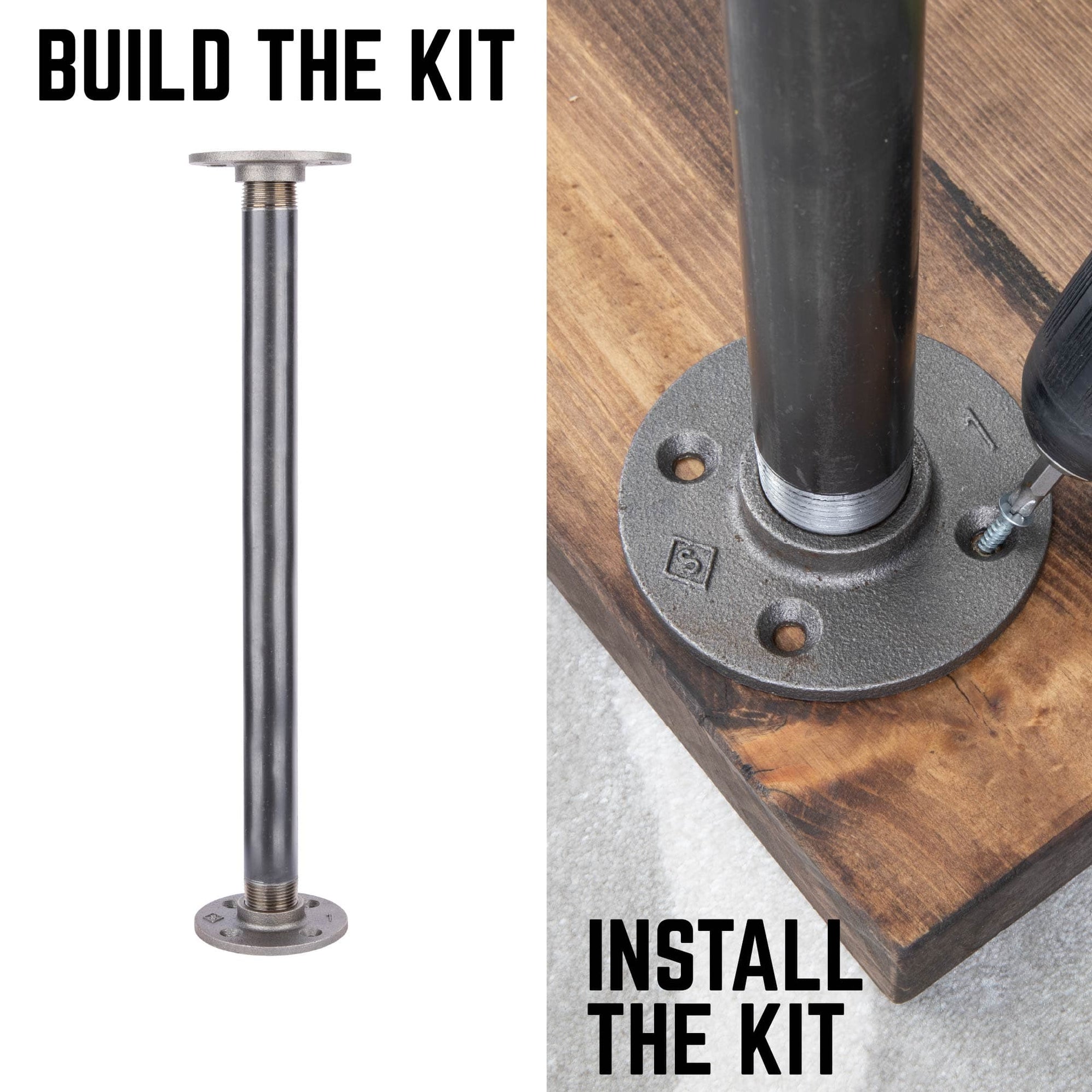 1 in. x 24 in. Round Flange Pipe Table Legs - 4 Pack — PIPE DECOR