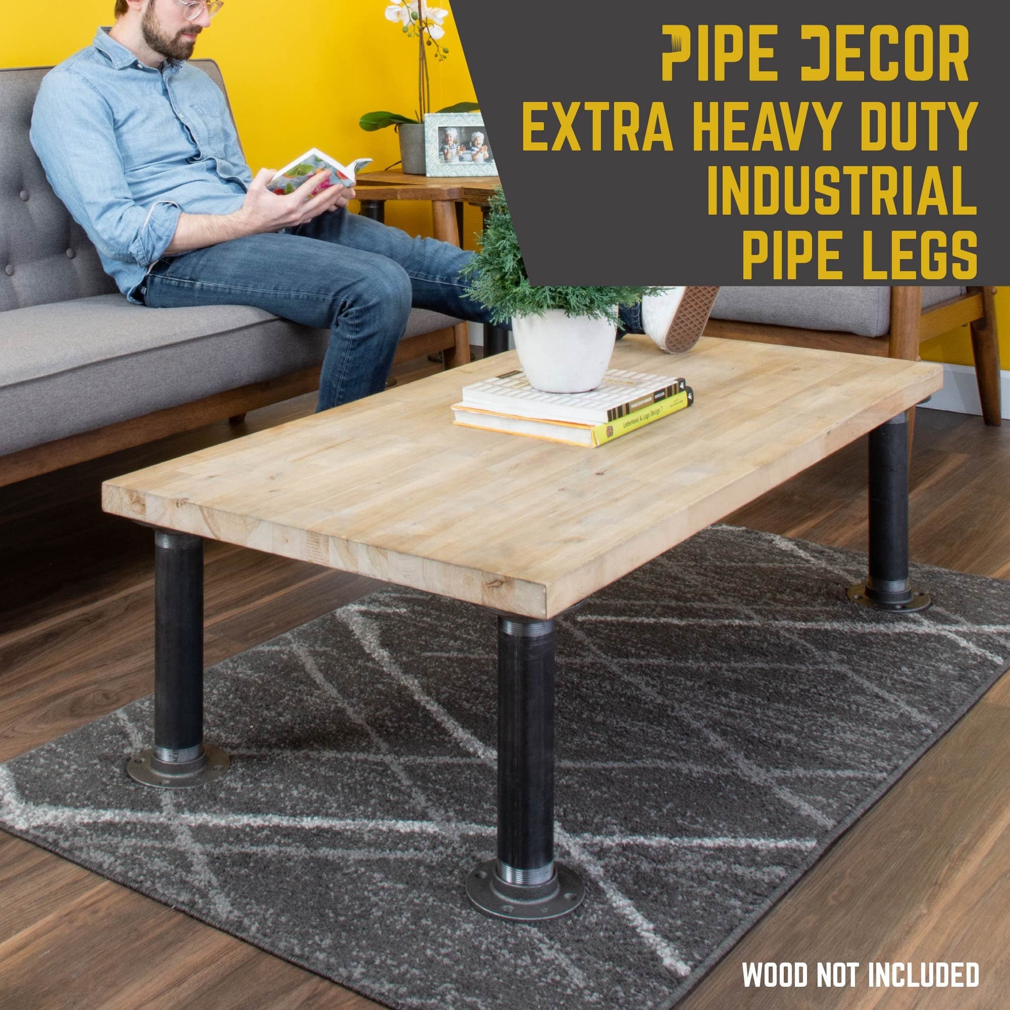 2 in. x 12 in. Round Flange Pipe Table Legs - 2 Pack — PIPE DECOR