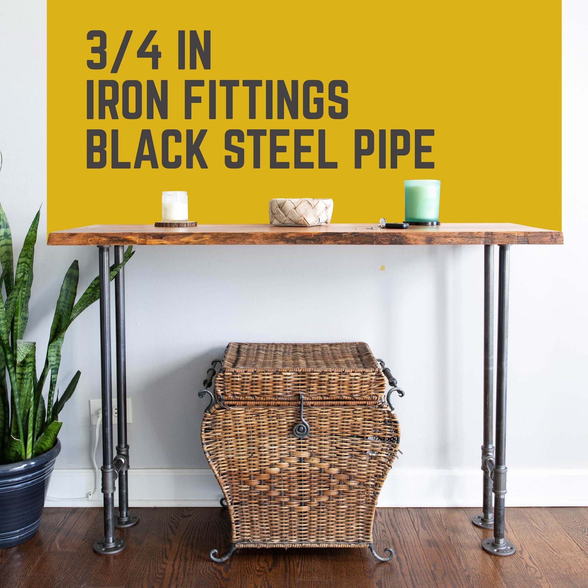 3/4 in. H Pipe Round Flange Console Table Legs-13.25 in. Wide — PIPE DECOR