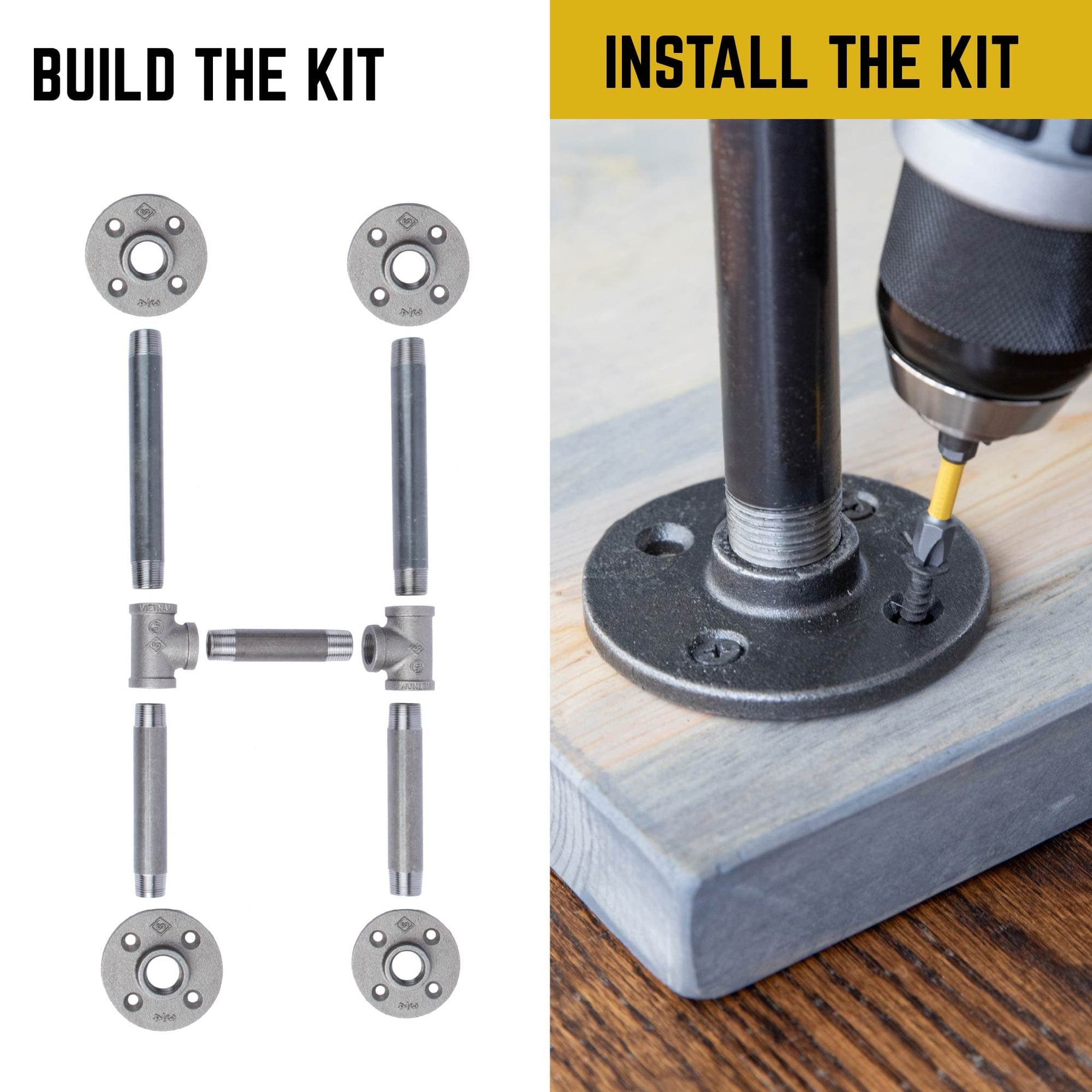 3/4 in. H Pipe Round Flange Console Table Legs-13.25 in. Wide — PIPE DECOR