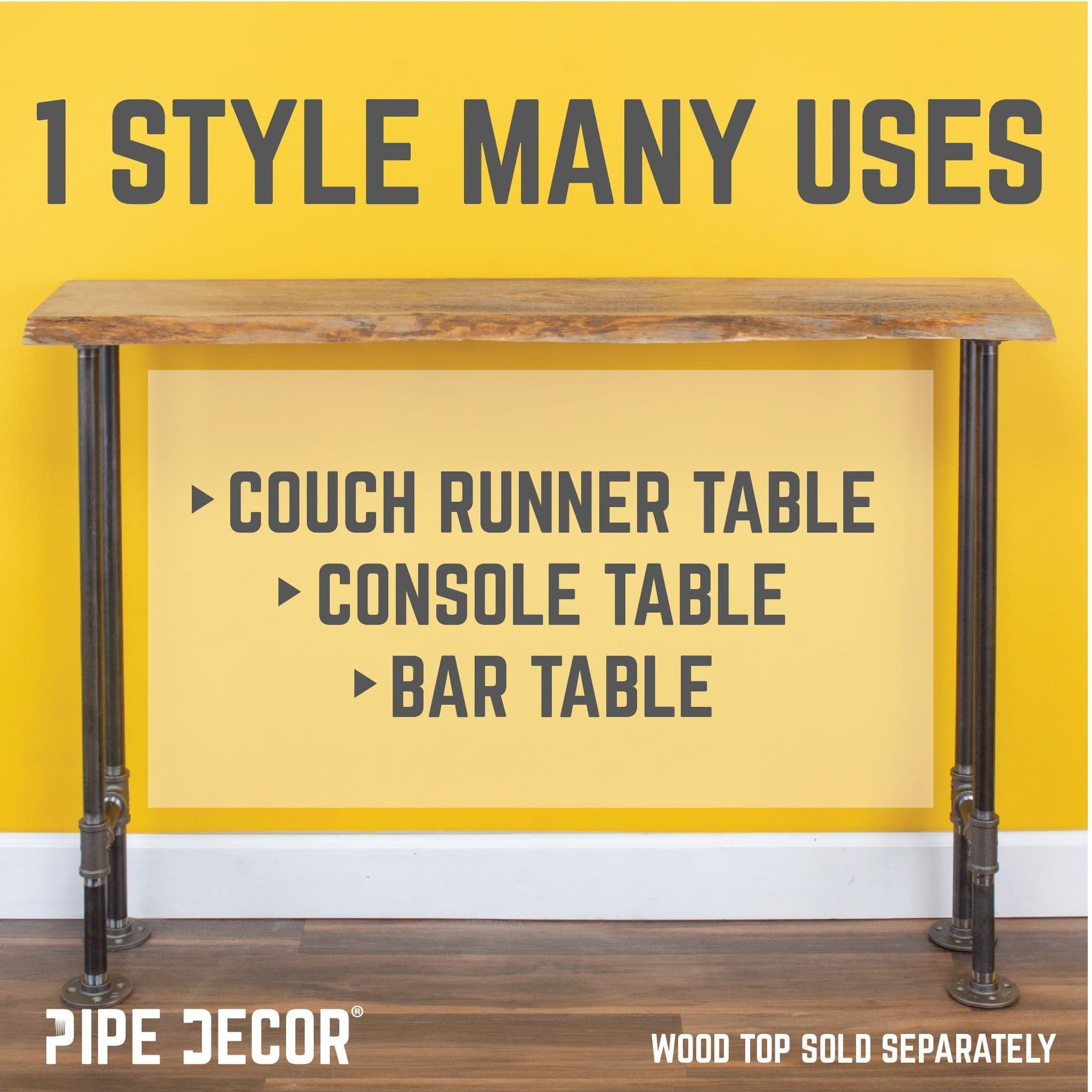 3/4 in. H Pipe Leg Kit Console Table, 9.75 in. W - 2 pack — PIPE DECOR