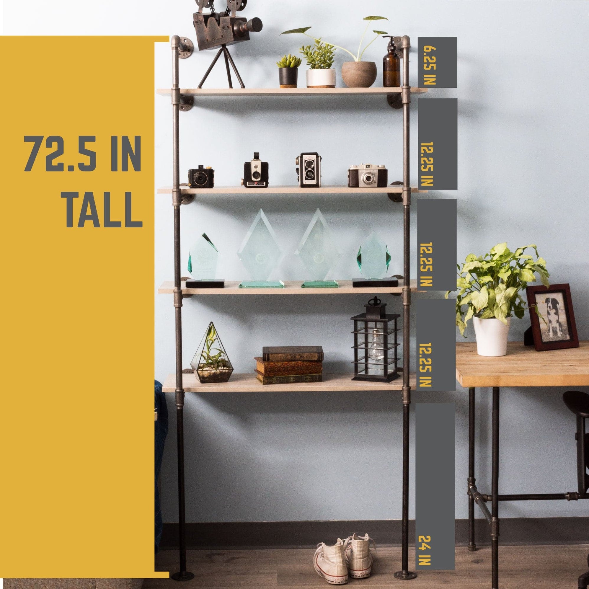 4 -Tier Floor Mounted Shelf By PIPE DECOR