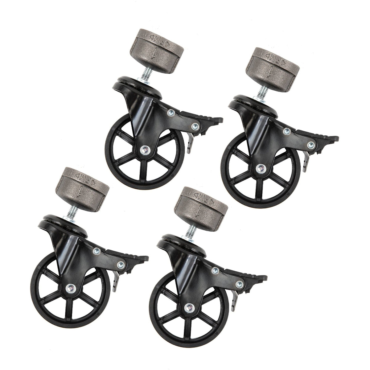 Swivel Caster Wheels for 1” Pipe with Locking Mechanism (4-Pack) — PIPE ...