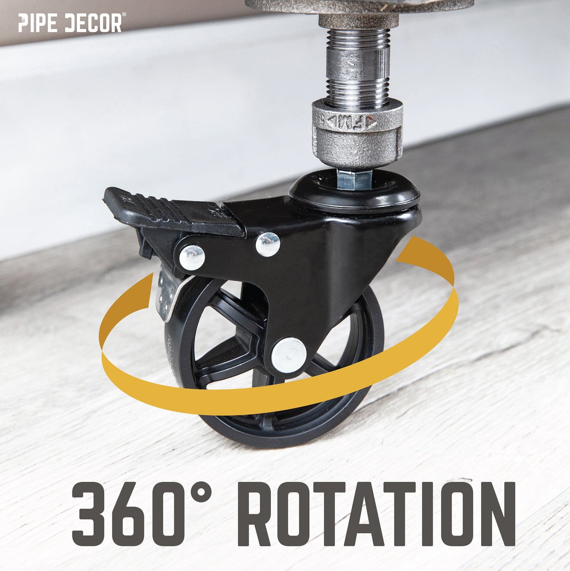 Swivel Caster Wheels for 1” Pipe with Locking Mechanism (4-Pack) — PIPE ...