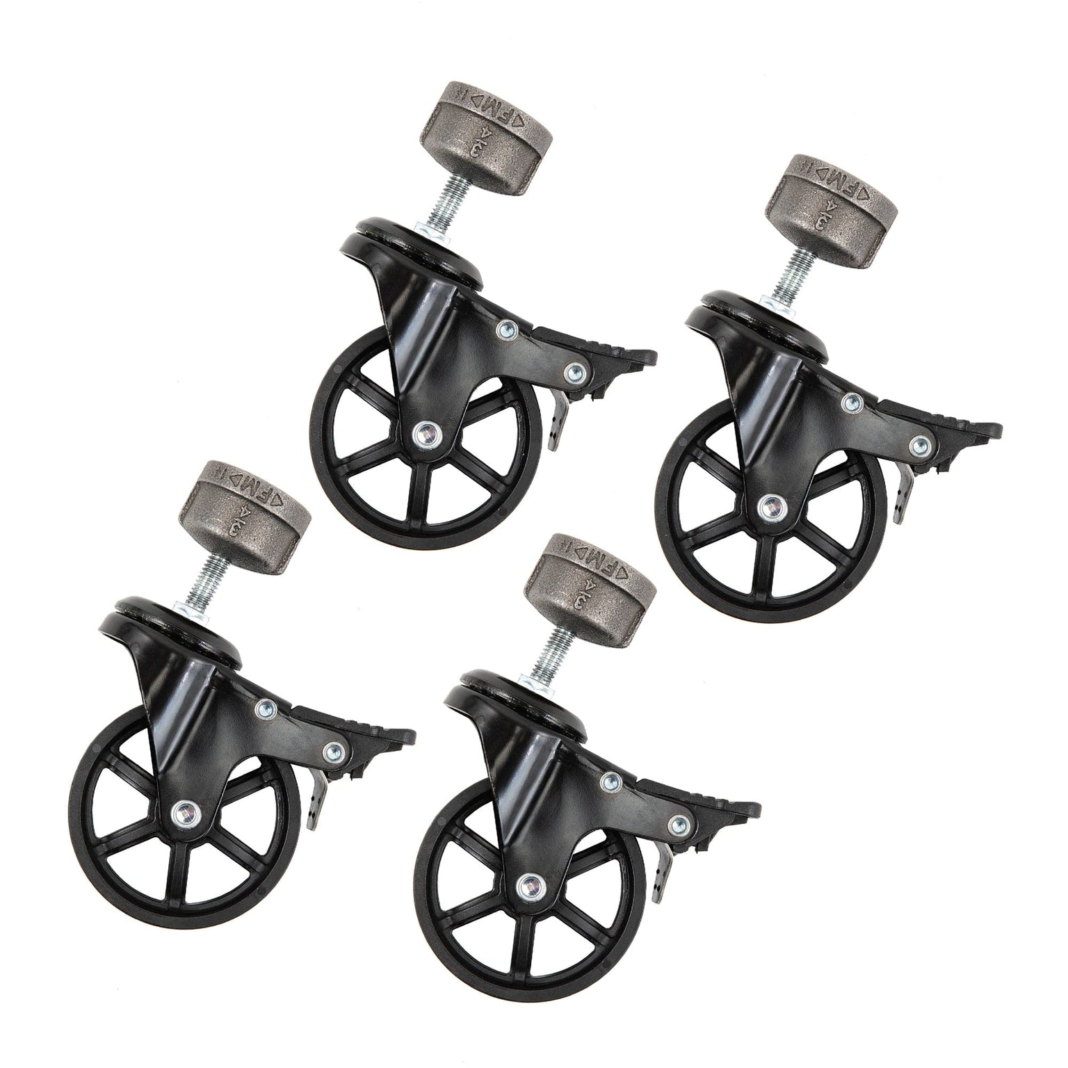 Swivel Caster Wheels for 1” Pipe with Locking Mechanism (4-Pack) — PIPE ...