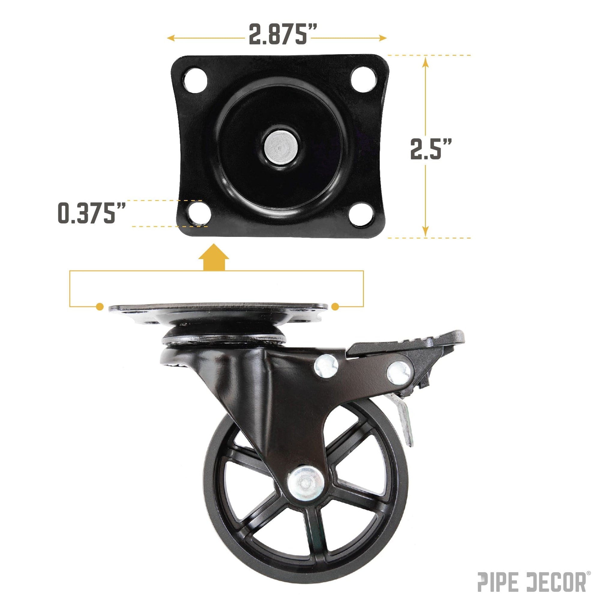 Mounted Swivel Caster Wheels for Wood Furniture with Locking Mechanism ...