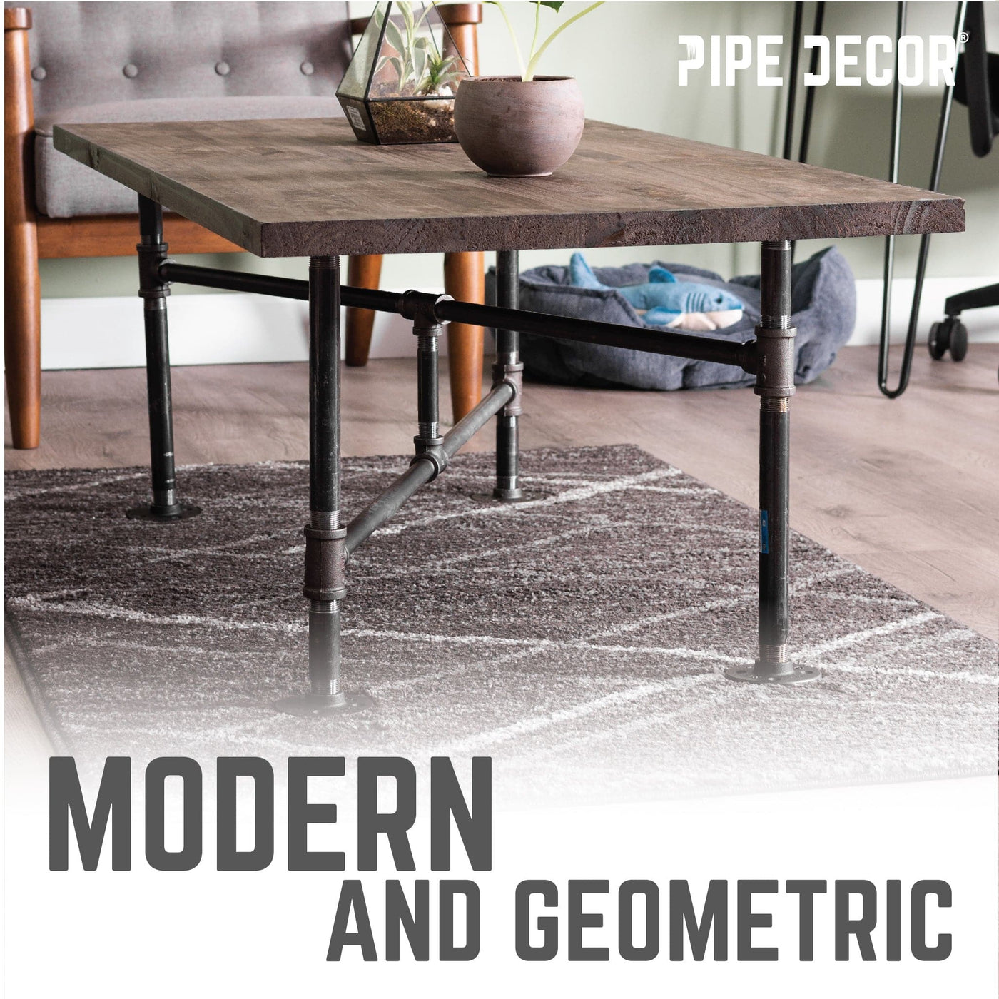 Turnpike Coffee Table | Industrial Steel | PIPE DECOR