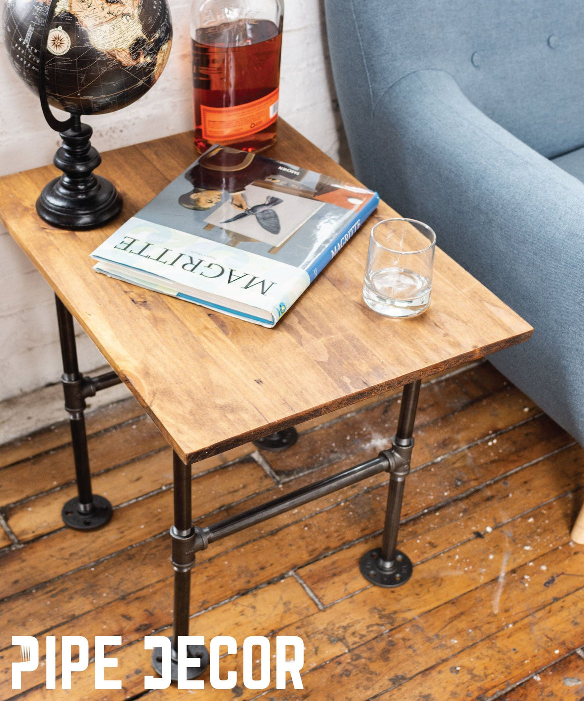 H End Table | Industrial Steel | PIPE DECOR