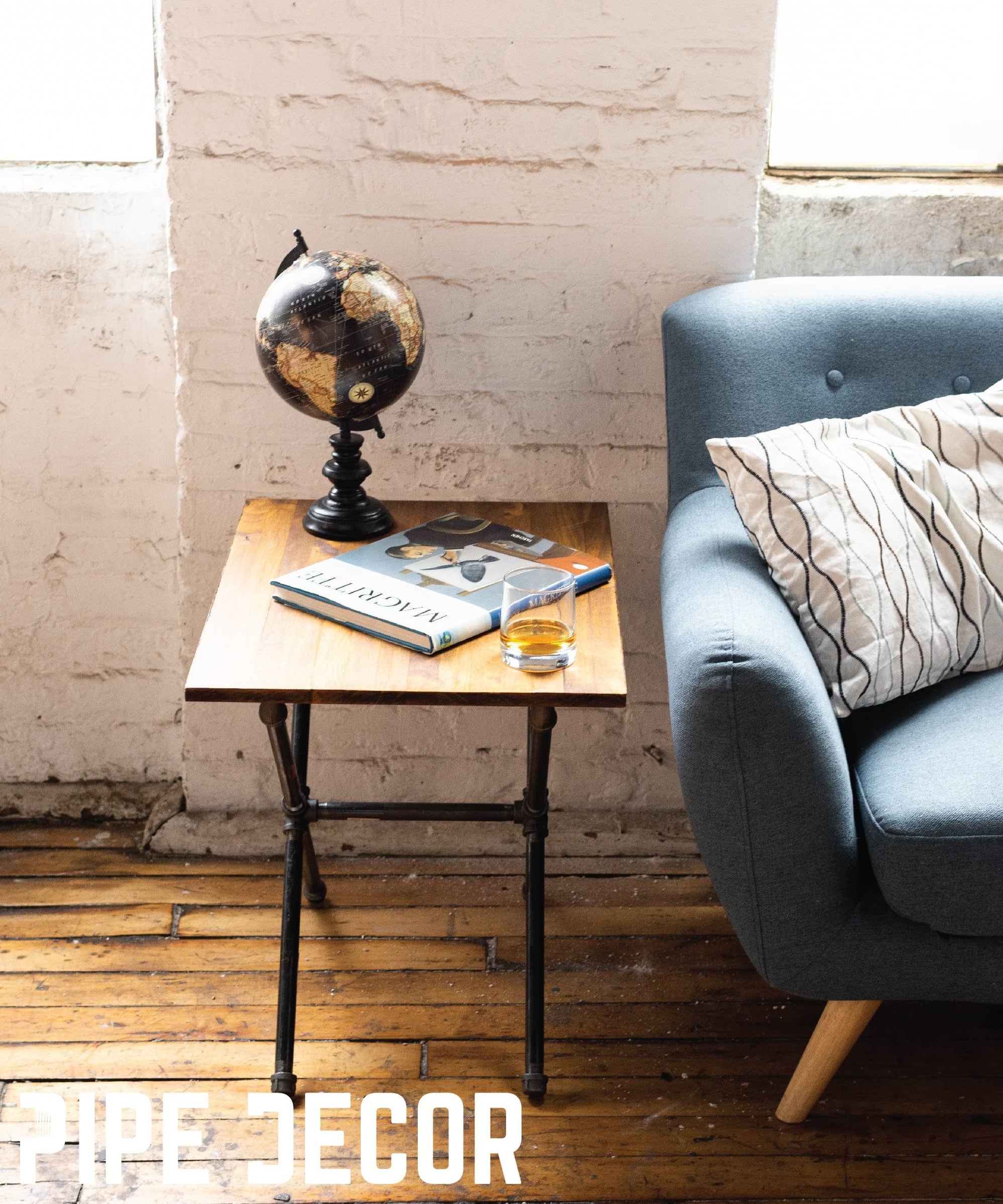 Criss Cross End Table | Industrial Steel | PIPE DECOR