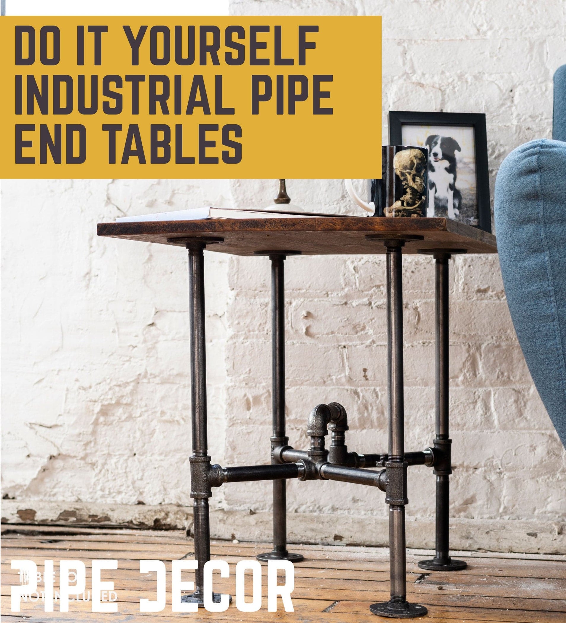 Underpass End Table | Industrial Steel | PIPE DECOR