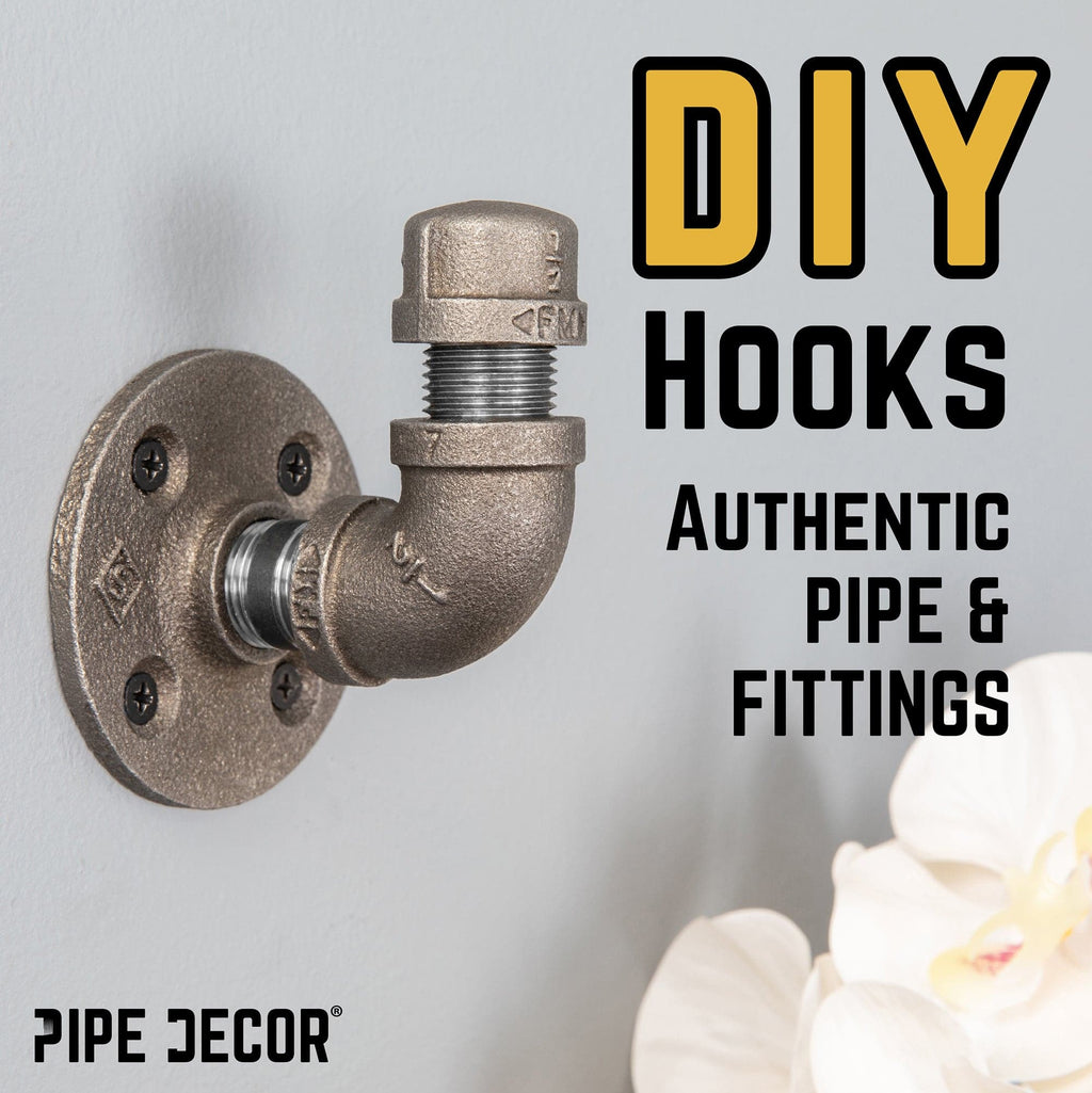 Wall Hook 4 Pack | Industrial Steel | PIPE DECOR