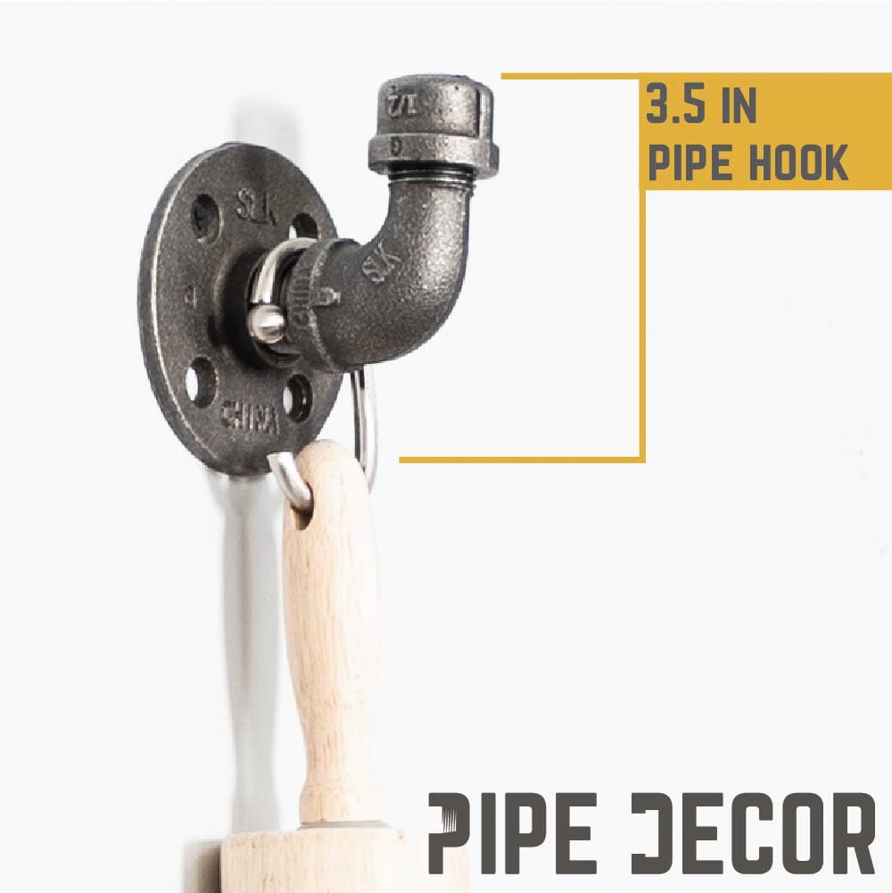 Wall Hook 3 Pack | Industrial Steel | PIPE DECOR