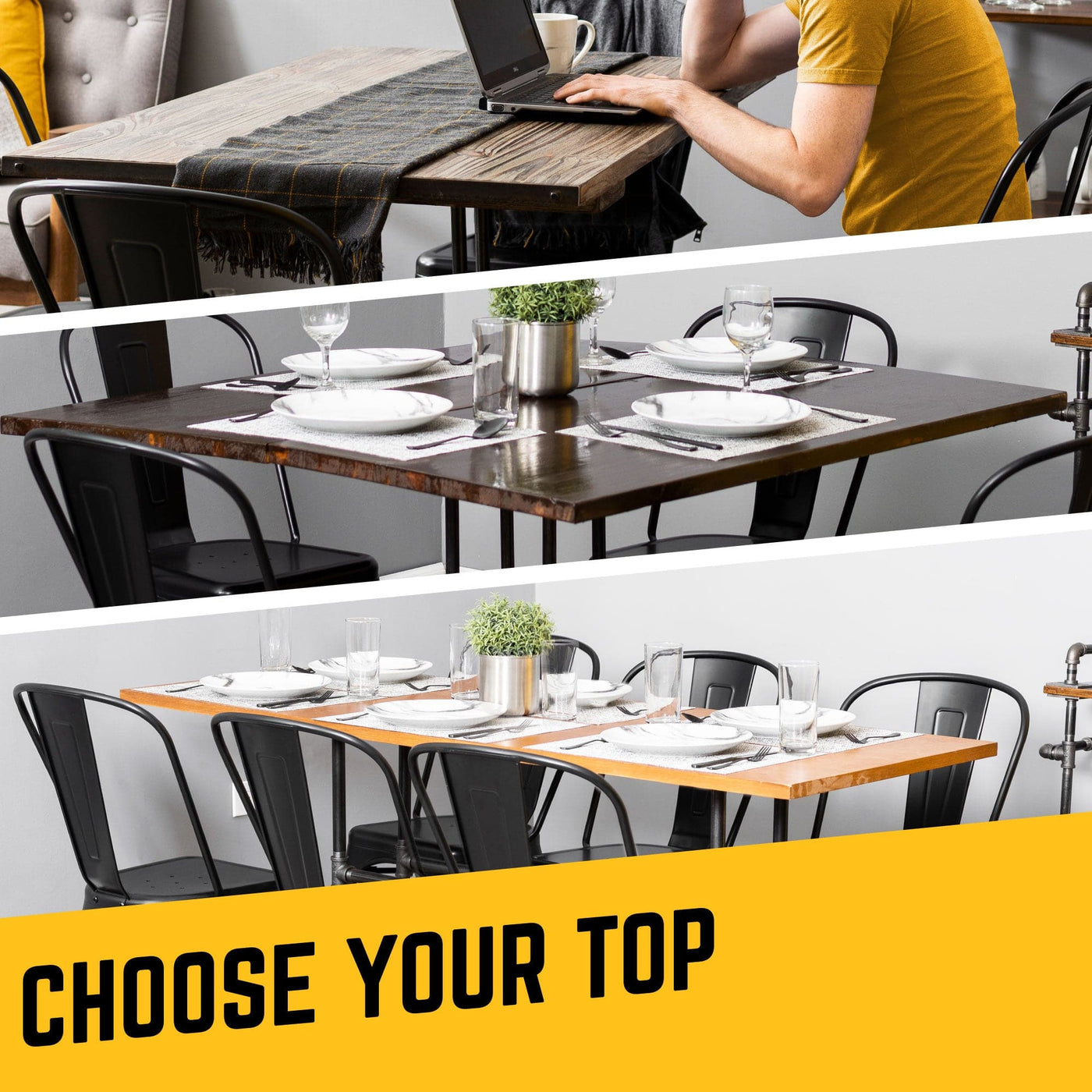 Poker Kitchen Table | Industrial Steel | PIPE DECOR