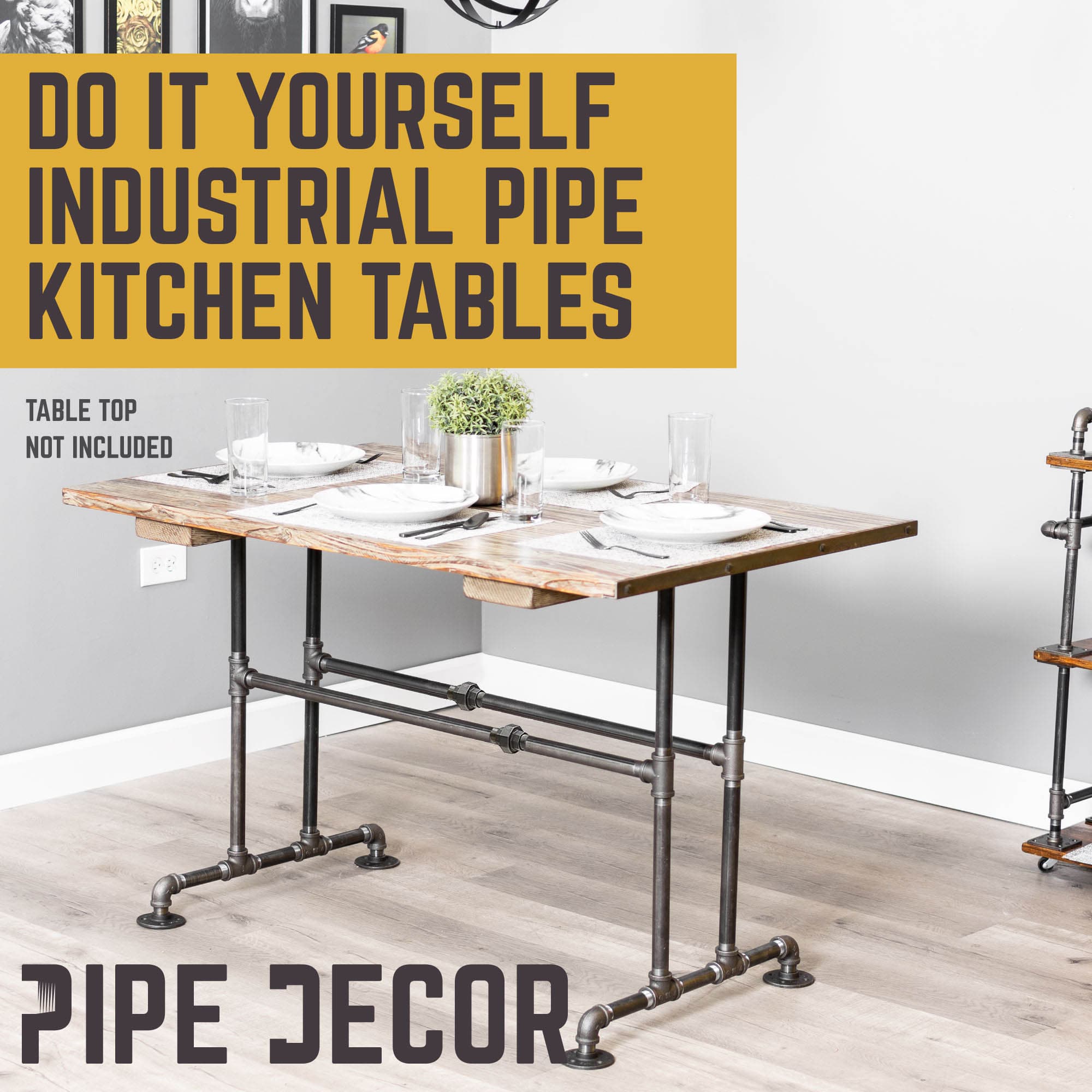 Bridge Kitchen Table | Authentic Steel Pipe | PIPE DECOR
