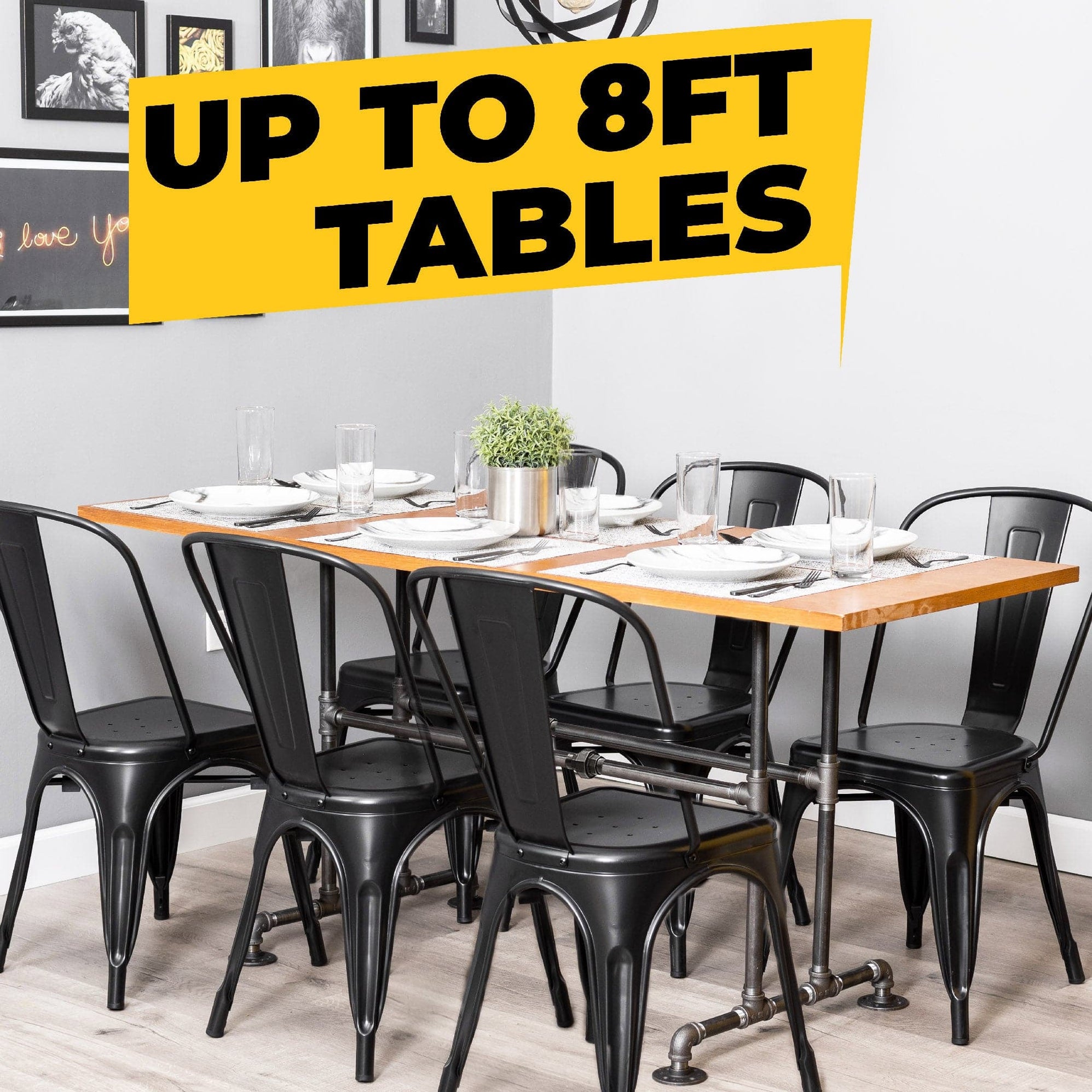 Bridge Kitchen Table | Authentic Steel Pipe | PIPE DECOR