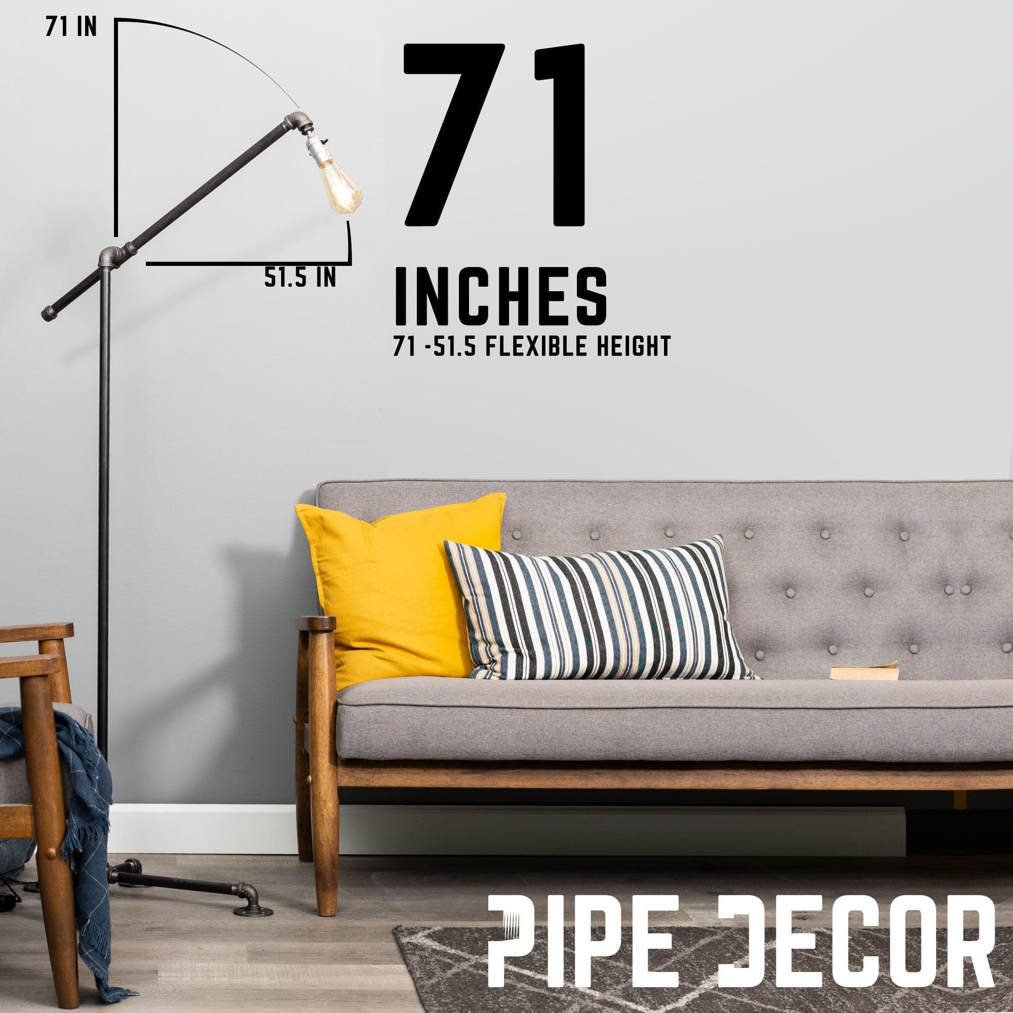 Telescope Floor Lamp | Industrial Steel | PIPE DECOR