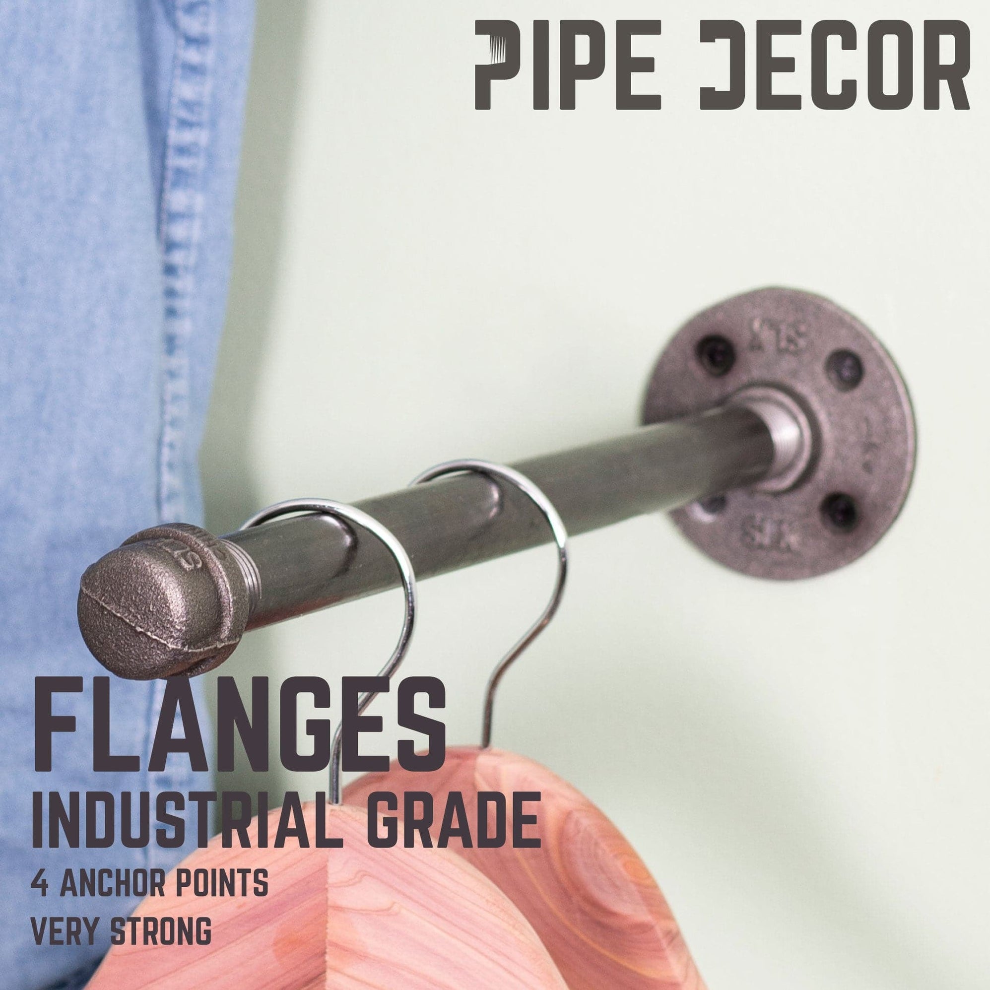 1/2 in. x 12 in. Clothing Hanging Bracket Kit, 4 Pack — PIPE DECOR